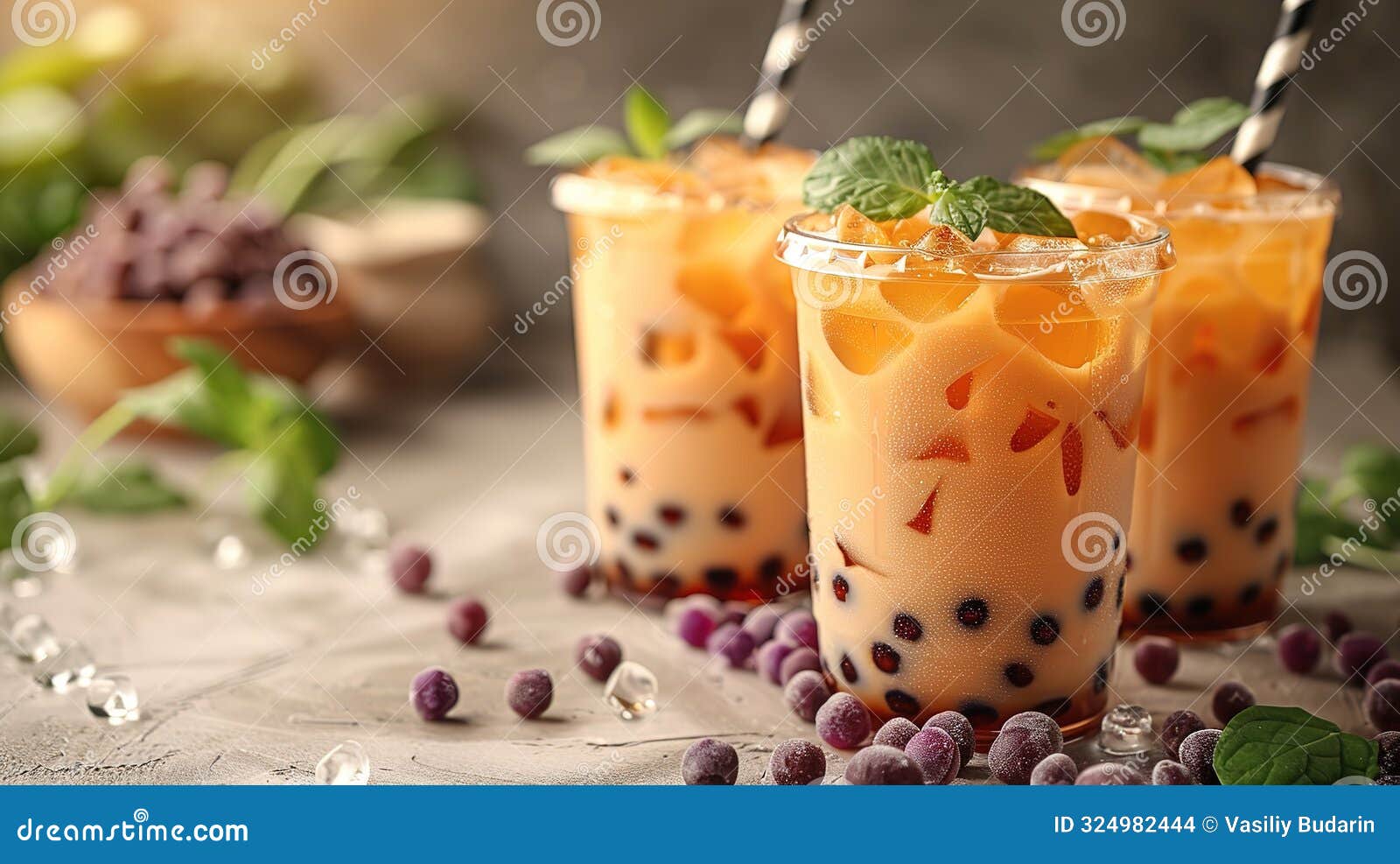 Bubble Tea. Glass of Bubble Tea. Yellow Bubble Tea Stock Photo - Image ...