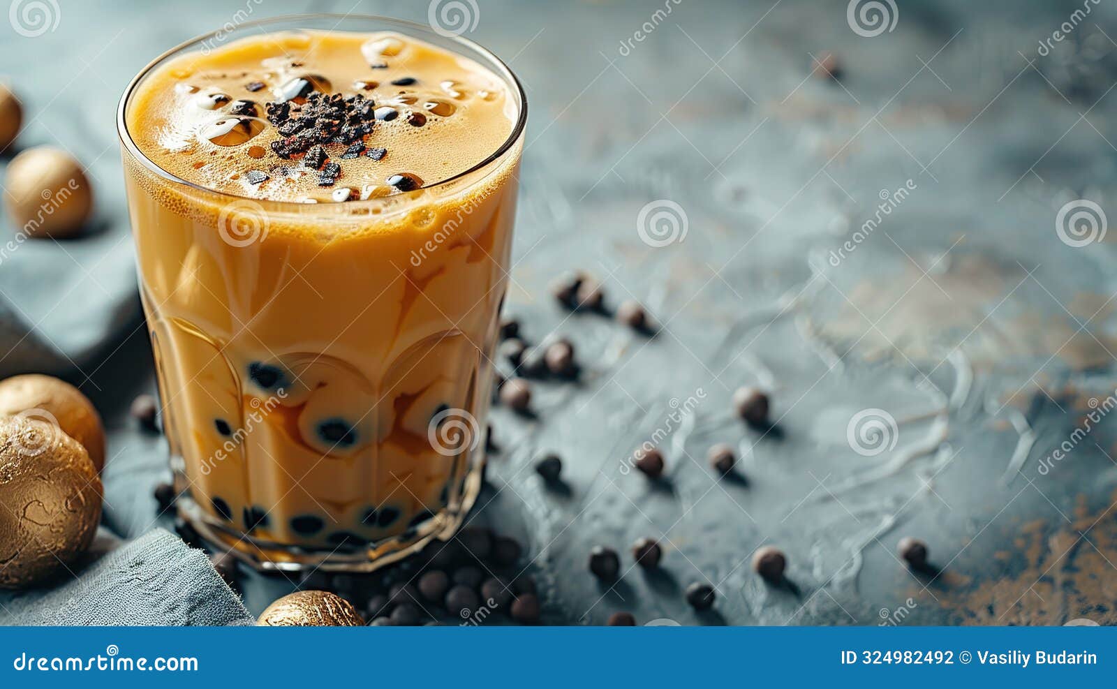 Bubble Tea. Glass of Bubble Tea. Yellow Bubble Tea Stock Photo - Image ...
