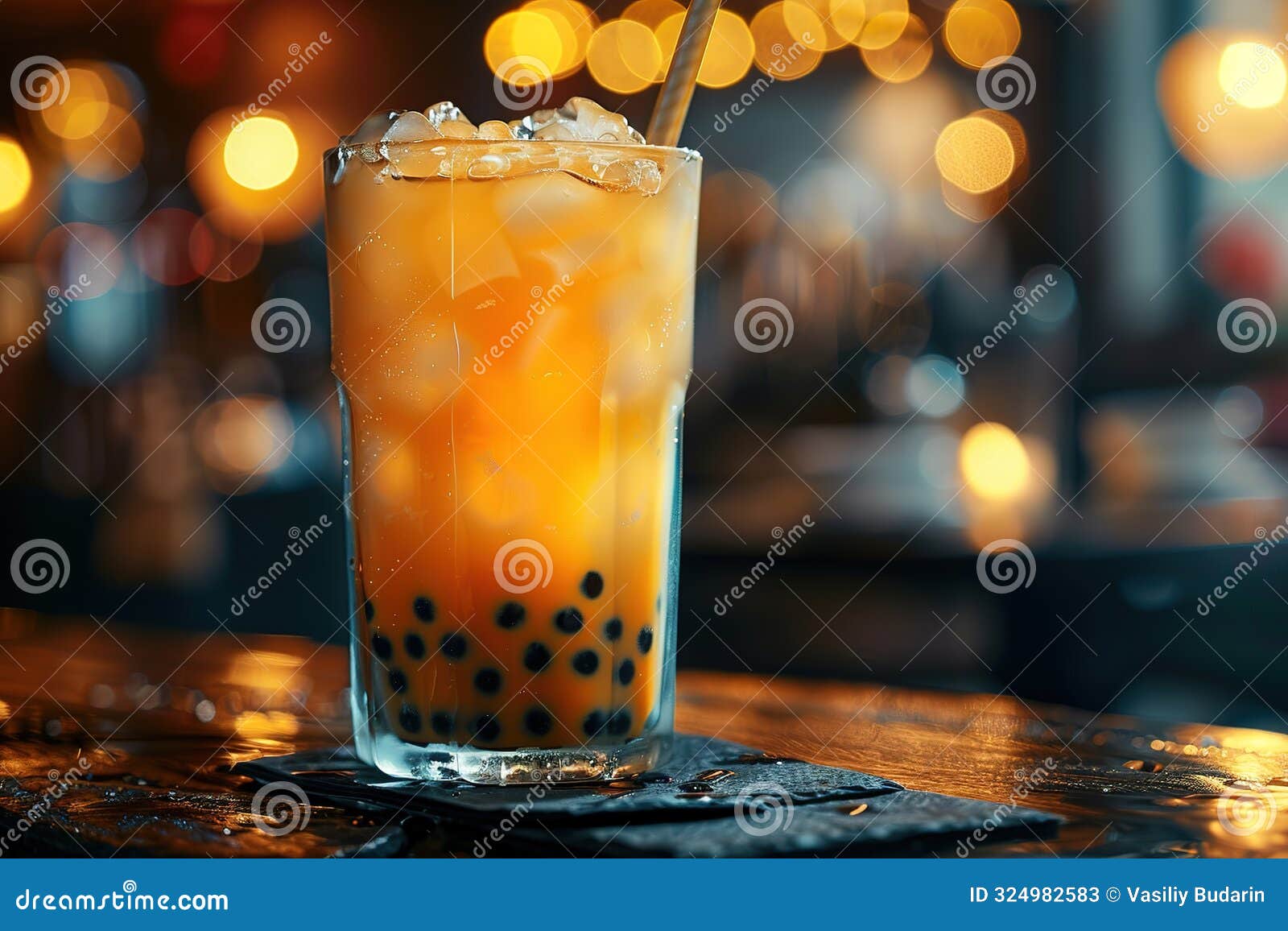 Bubble Tea. Glass of Bubble Tea. Yellow Bubble Tea Stock Image - Image ...