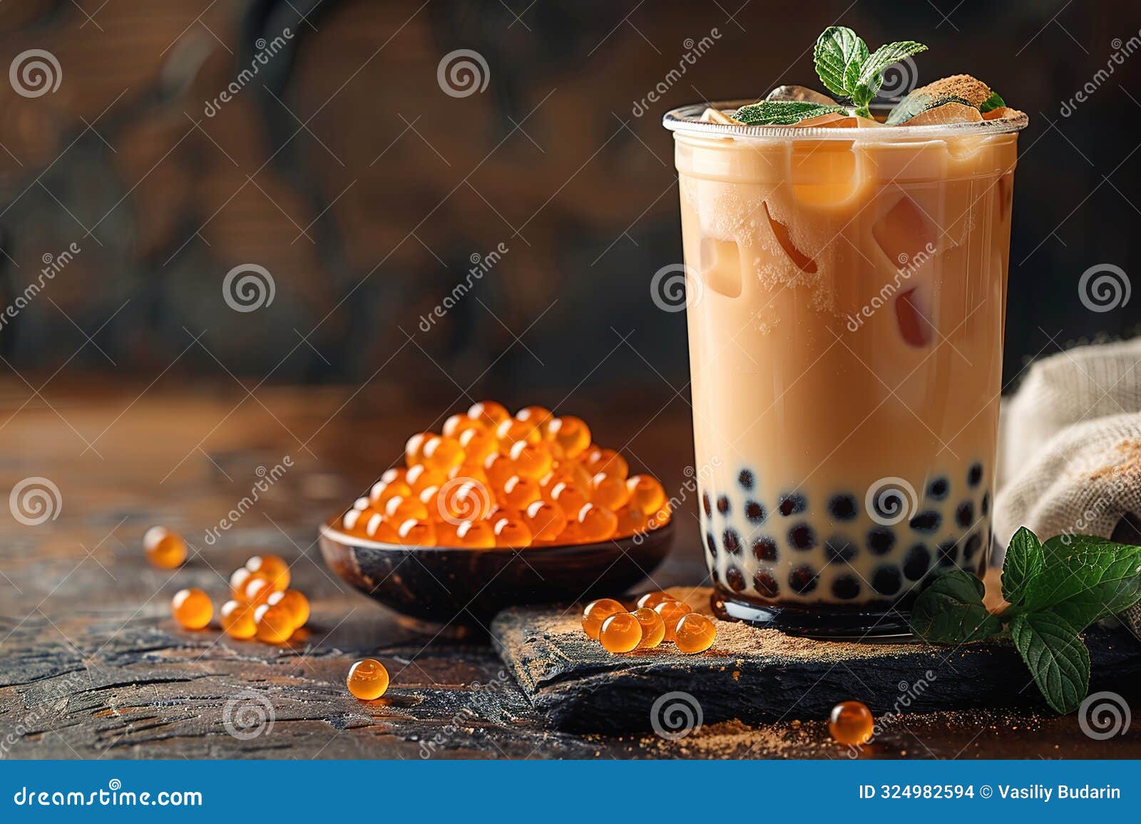 Bubble Tea. Glass of Bubble Tea. Yellow Bubble Tea Stock Photo - Image ...