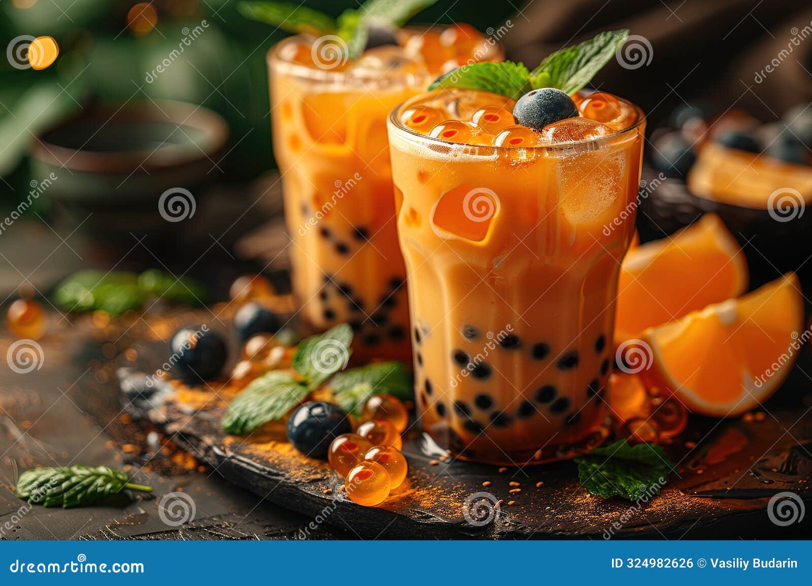Bubble Tea. Glass of Bubble Tea. Yellow Bubble Tea Stock Photo - Image ...