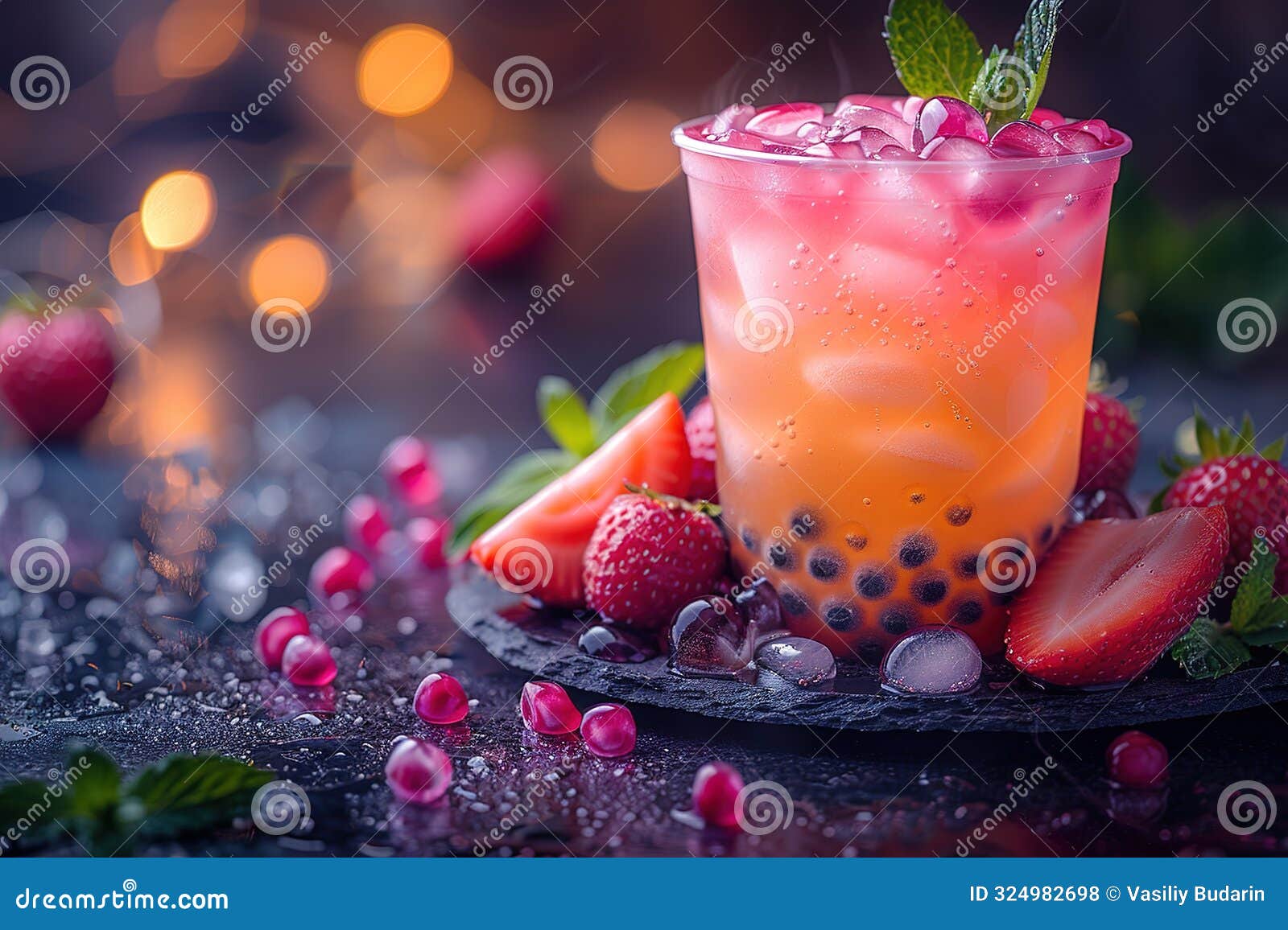 Bubble Tea. Glass of Bubble Tea. Yellow Bubble Tea Stock Photo - Image ...