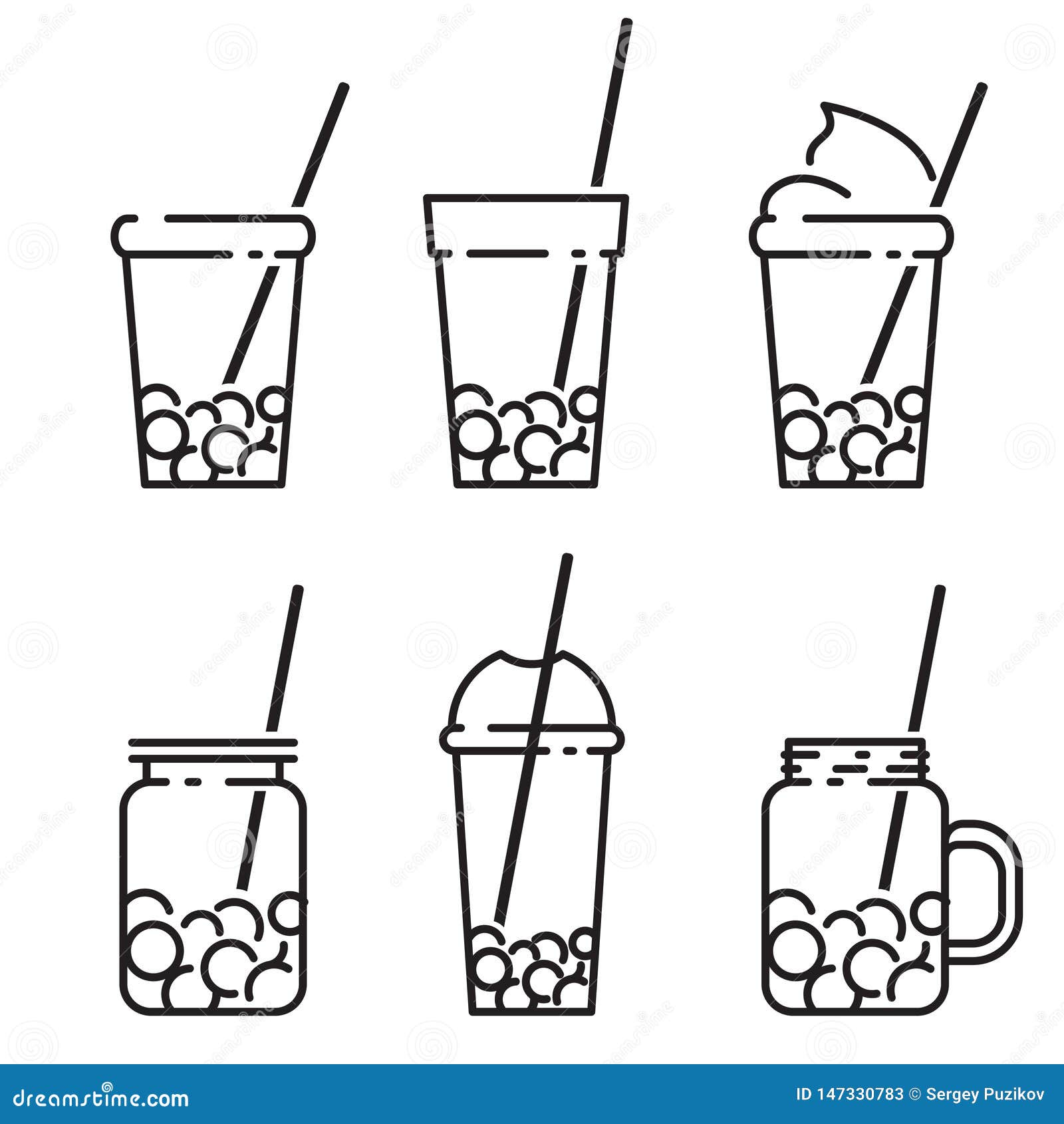 Bubble Tea Icon Set in Line Style Vector Line Illustration Stock Vector ... Bubble Tea Icon Set in Line Style Vector Line Illustration Stock Vector ...