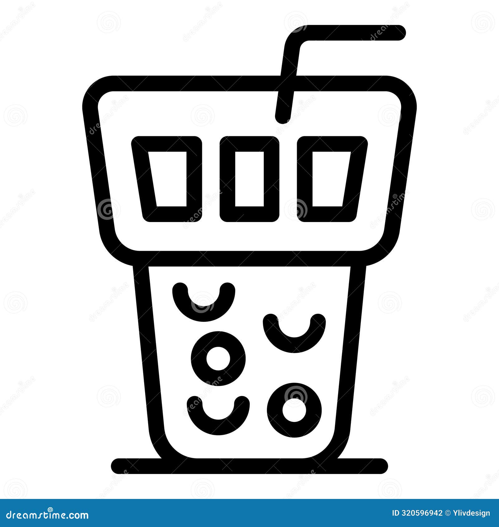 Bubble Tea Line Art Vector Illustration Stock Vector - Illustration of ...