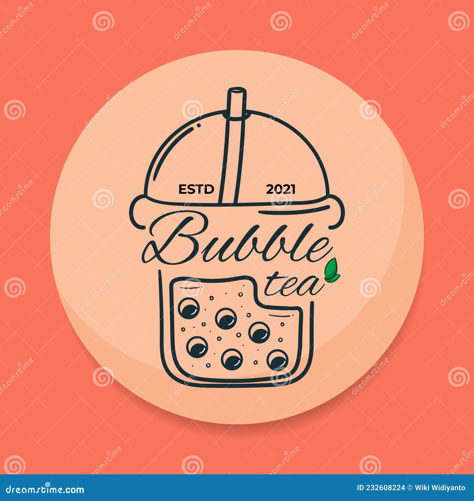 Bubble Tea Logo Design Inspiration in Line Art Stock Vector ...