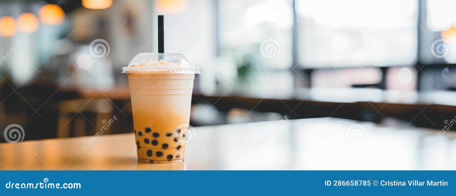 Bubble Tea with Milk and Tapioca at a Coffee Shop. Generative AI. Stock ...