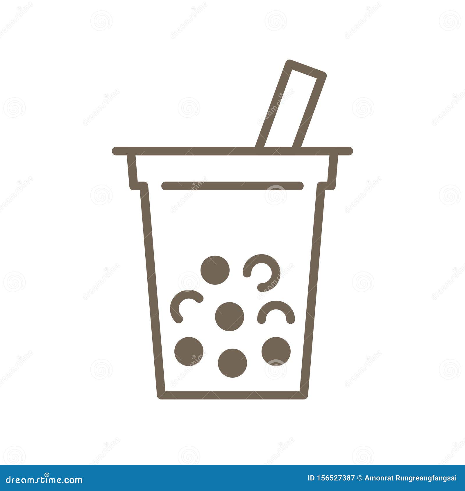 Bubble Tea or Pearl Milk Tea Line Icon Stock Vector - Illustration of ...