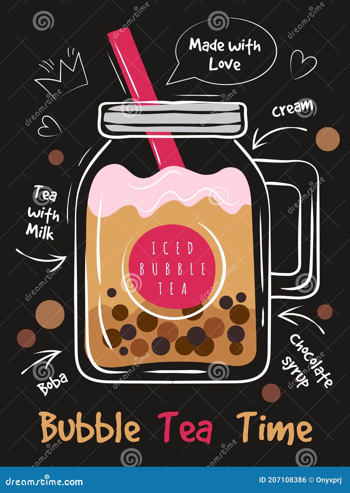 Bubble Tea Menu. Caffe Delicious Drinks Recent Vector Restaurant Menu ...