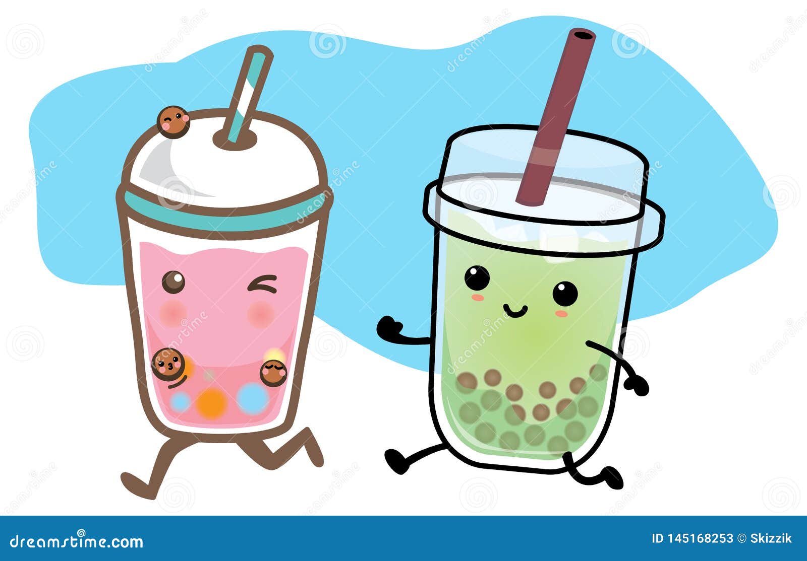 Bubble Tea Running Cartoon Vector | CartoonDealer.com #145168253