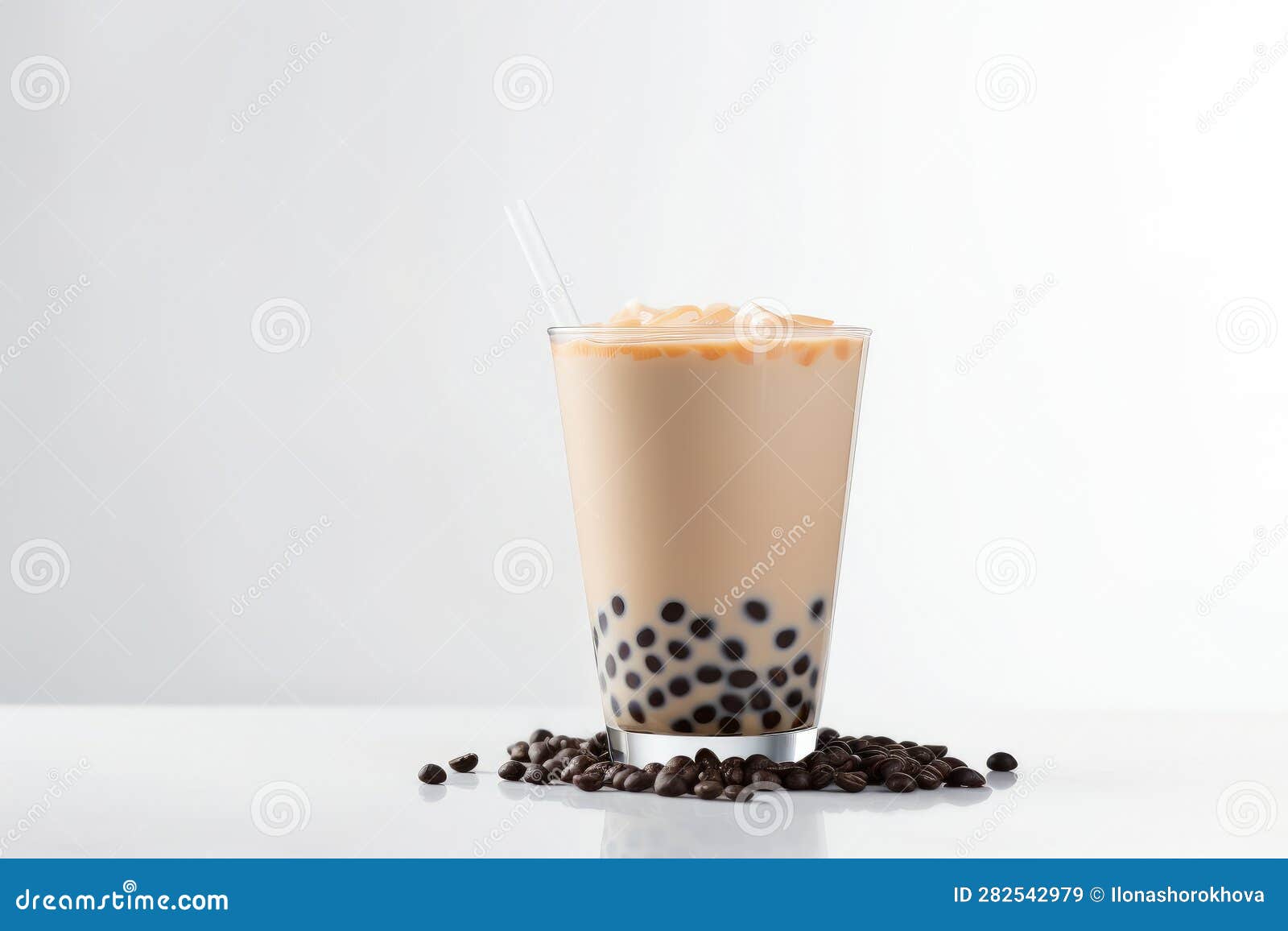Bubble Tea with Tapioca Balls on White , AI Generative Stock Image ...