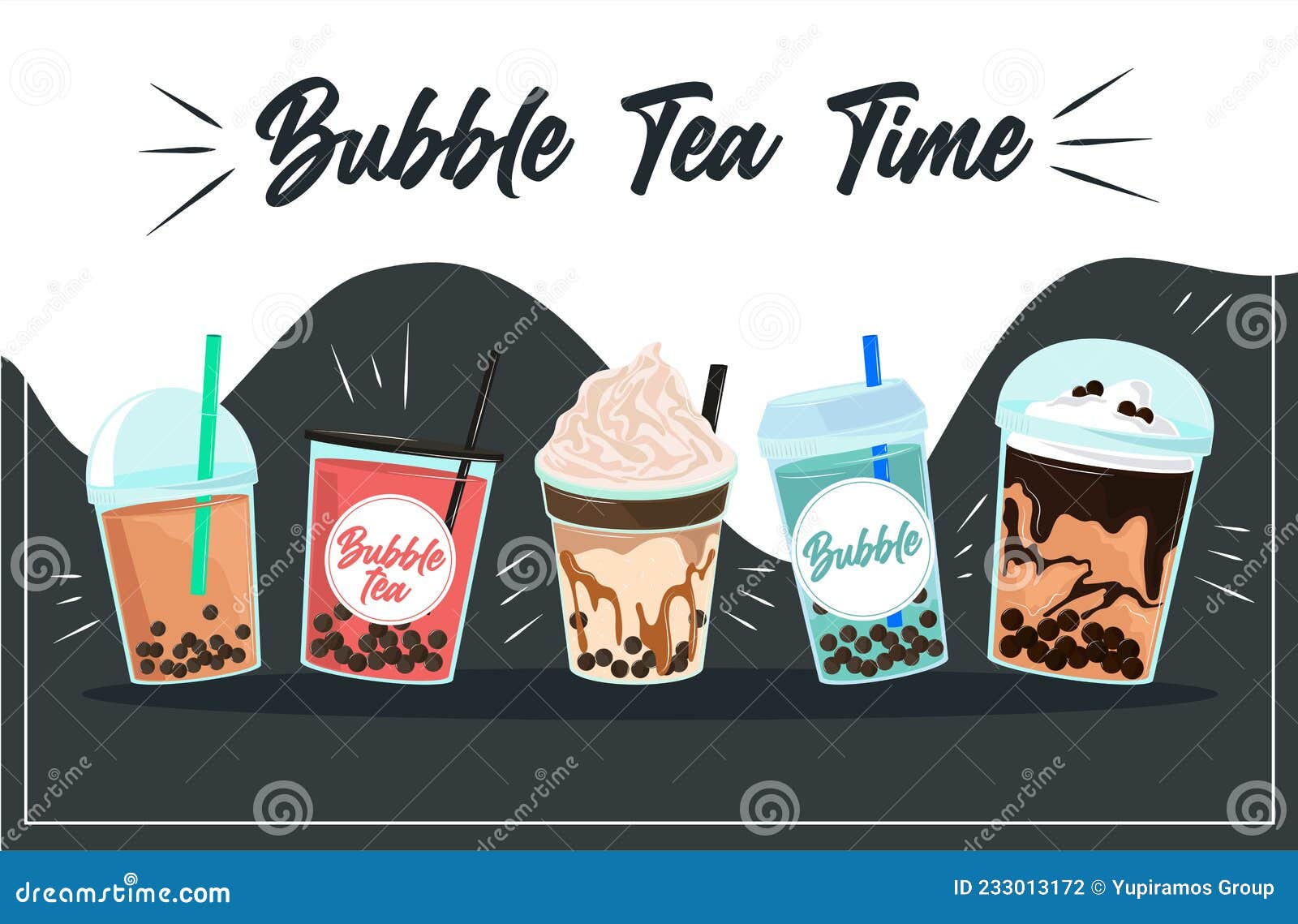 Bubble tea time stock vector. Illustration of teacup - 233013172