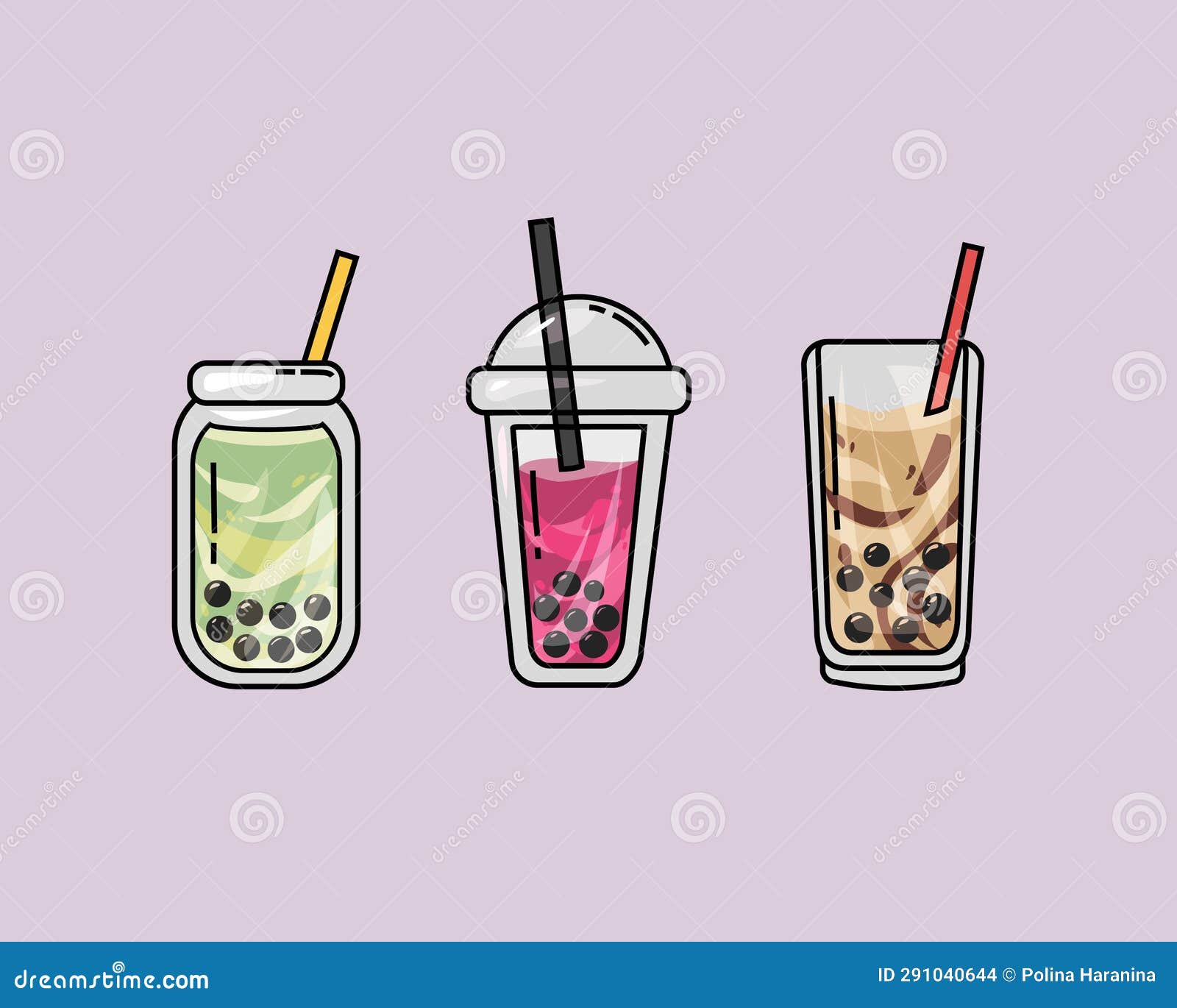 Bubble Teas stock vector. Illustration of full, three - 291040644