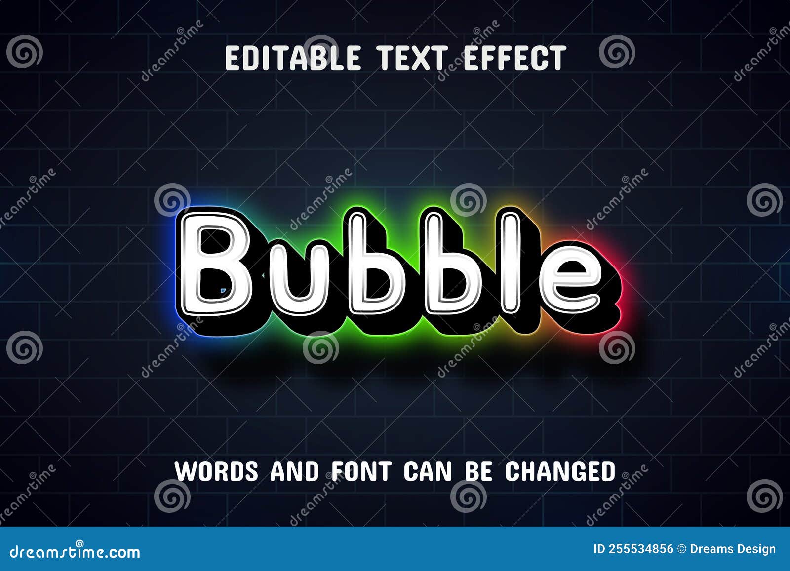 Bubble Text - Neon Style Text Effect Stock Vector - Illustration of ...