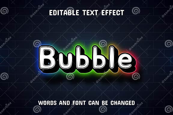 Bubble Text - Neon Style Text Effect Stock Vector - Illustration of ...