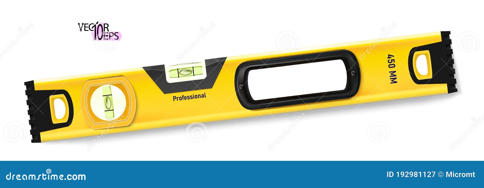 Bubble Tool Realistic Yellow Lying Flat, Construction Level Isolated on ...