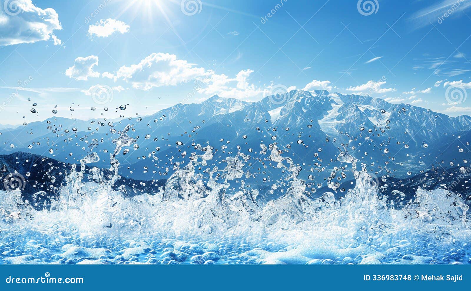 Bubble Water Stream, Fresh Blue Background, Cold Water River in ...