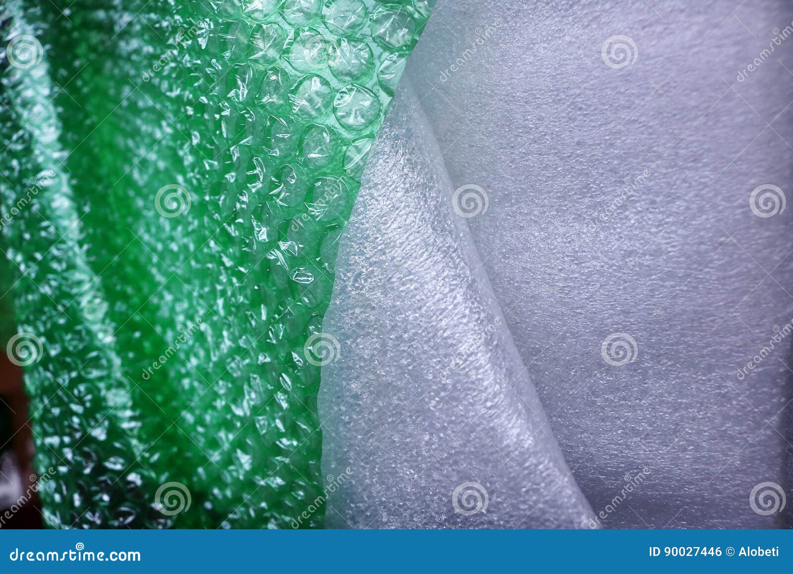 Bubble Wrap and Foam for Packaging Stock Photo - Image of safe, green ...