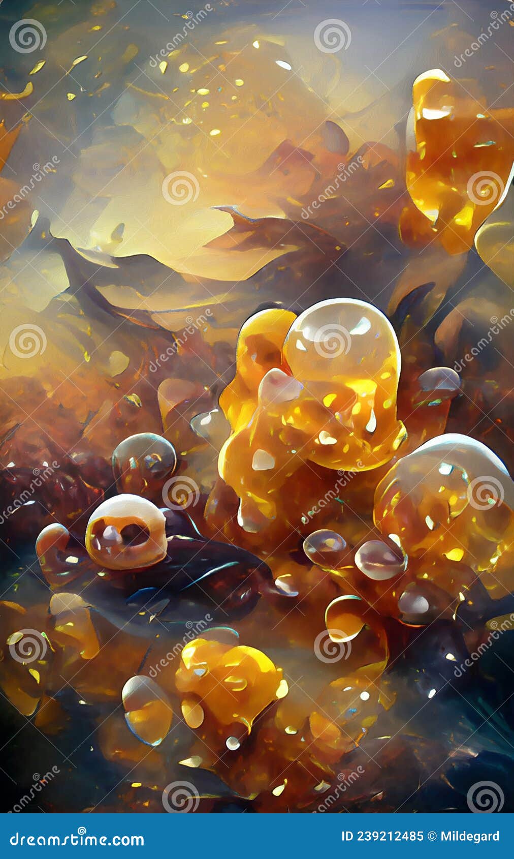 Bubbles in Amber - Abstract Digital Art Stock Illustration ...