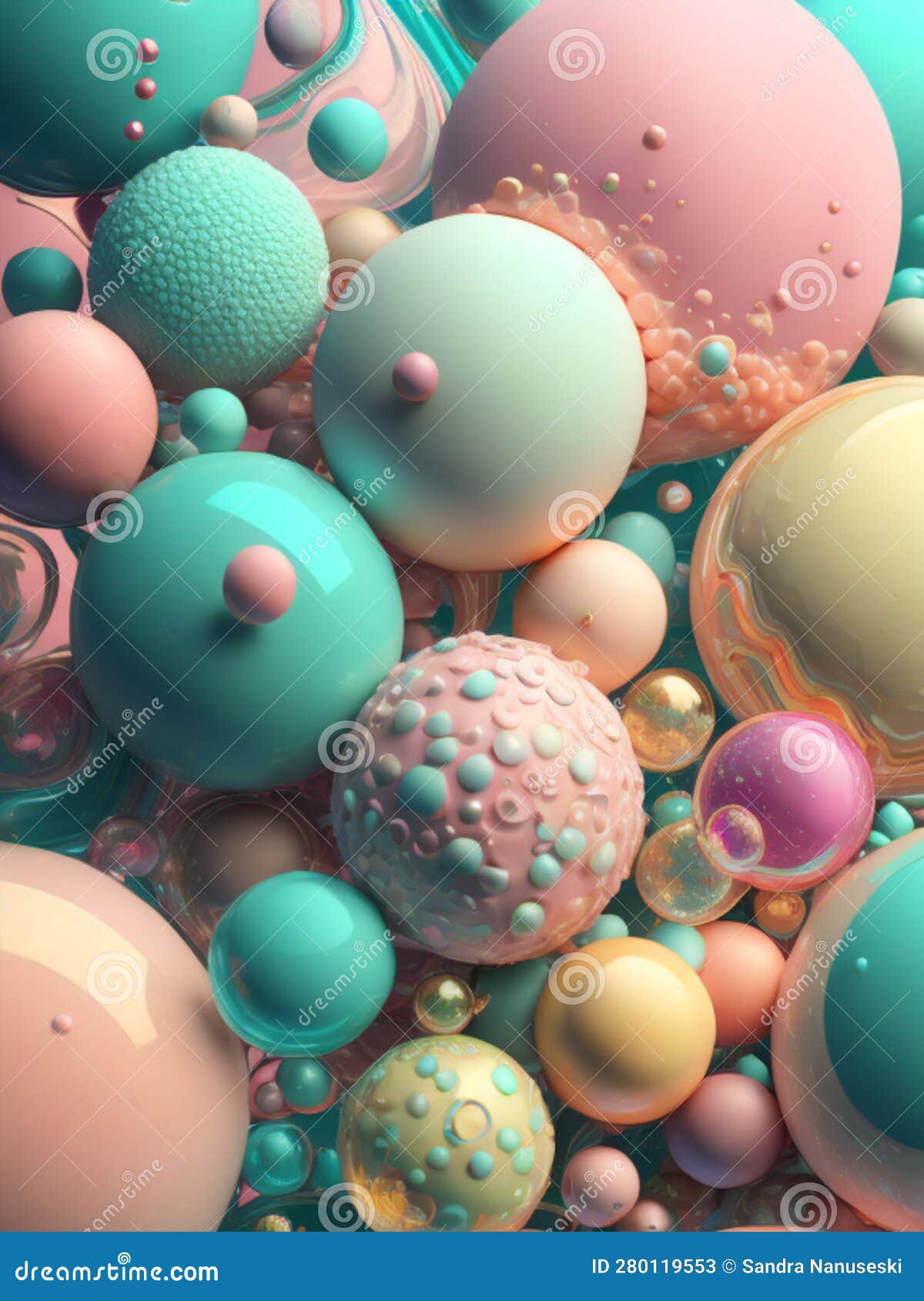 Bubbles and balls pastel stock illustration. Illustration of green ...