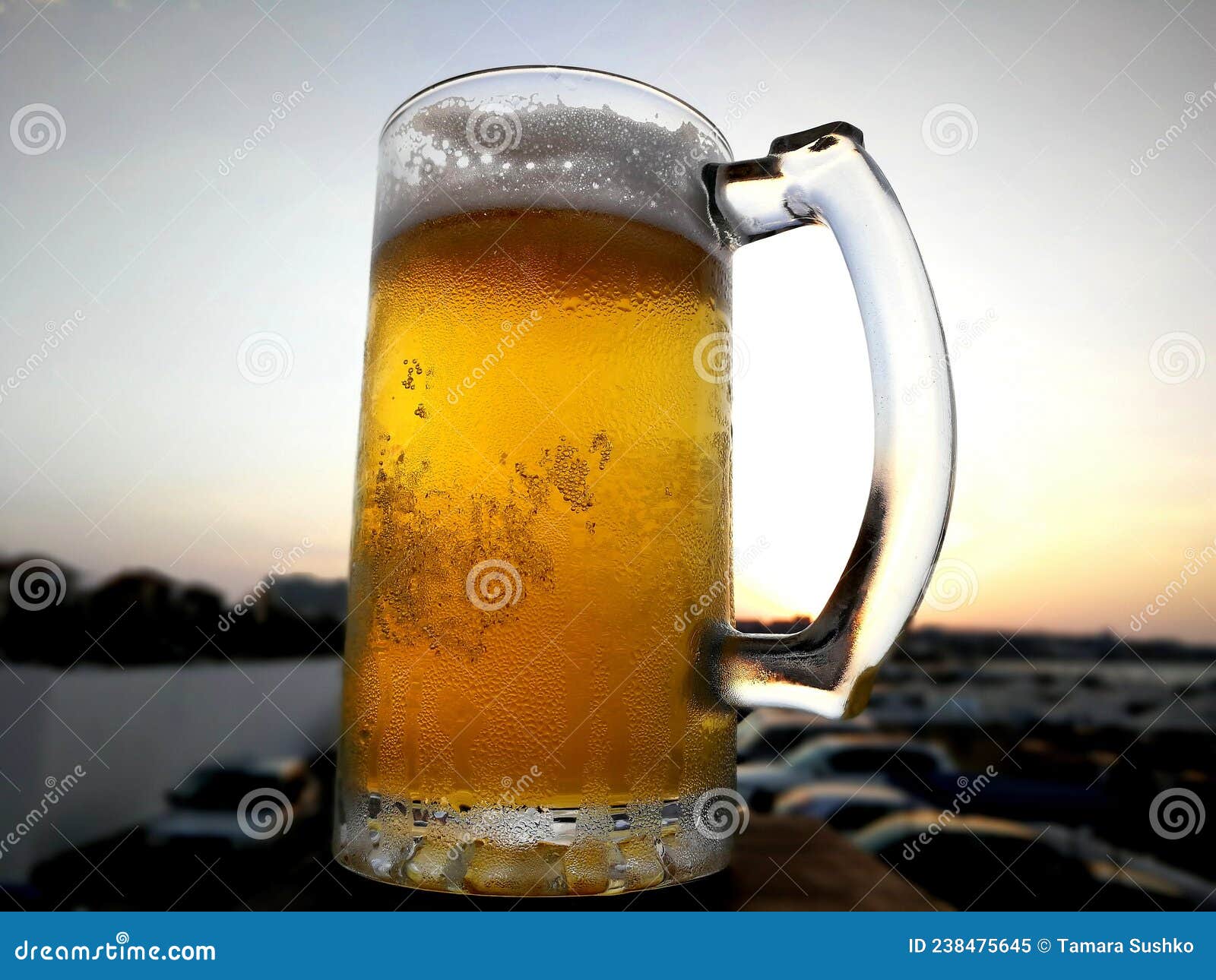 Bubbles in the Beer in the Glass. the Beer is Poured into a Beer Glass ...