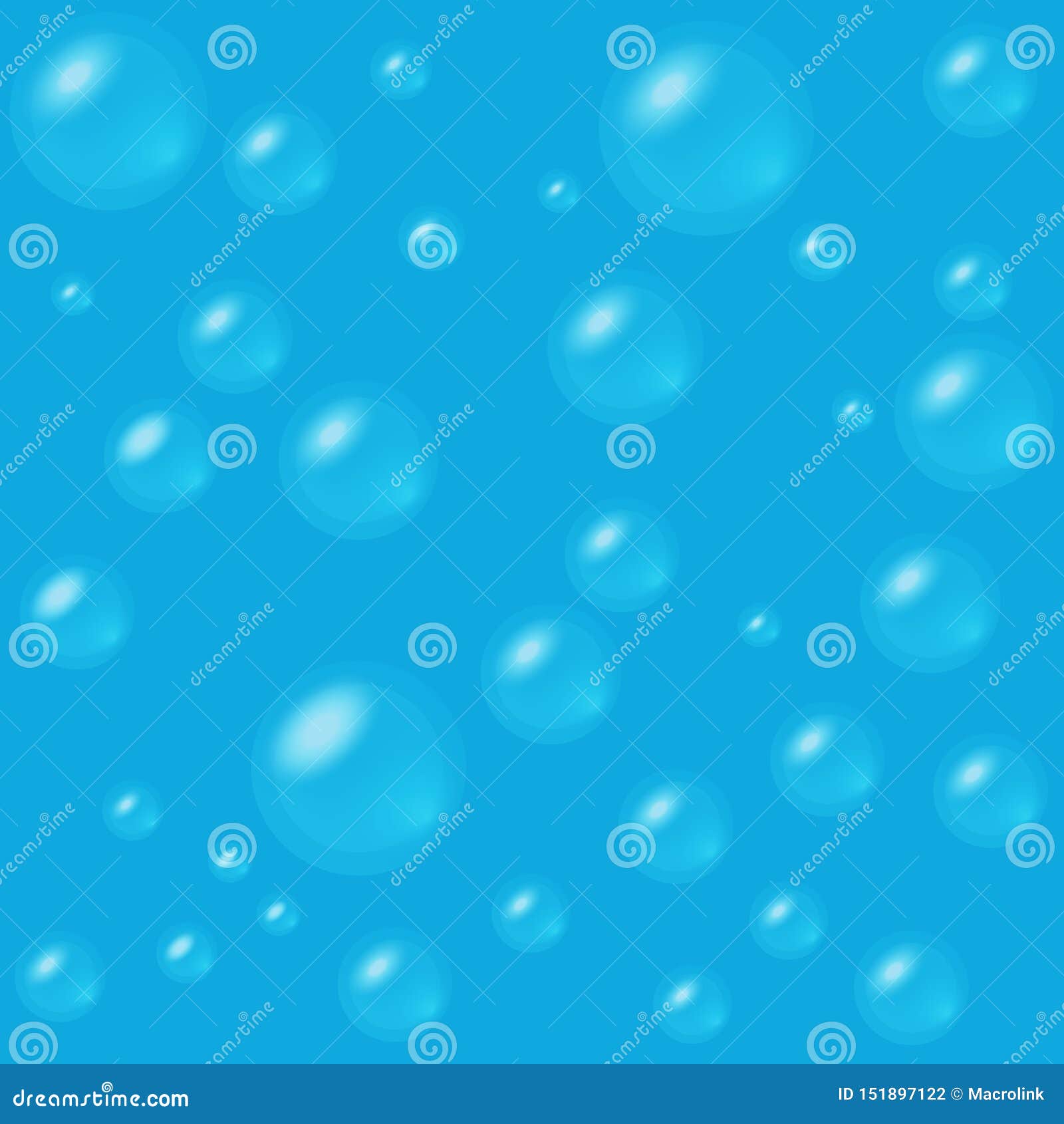 Bubbles on Blue Background. Seamless Texture Vector Illustration Blue ...