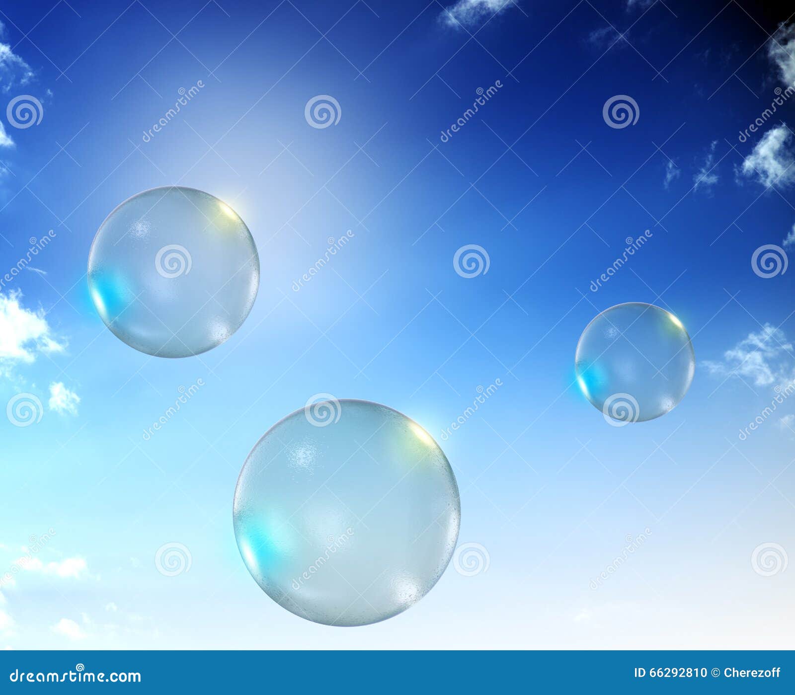 Bubbles in blue sky stock photo. Image of heaven, outdoor - 66292810
