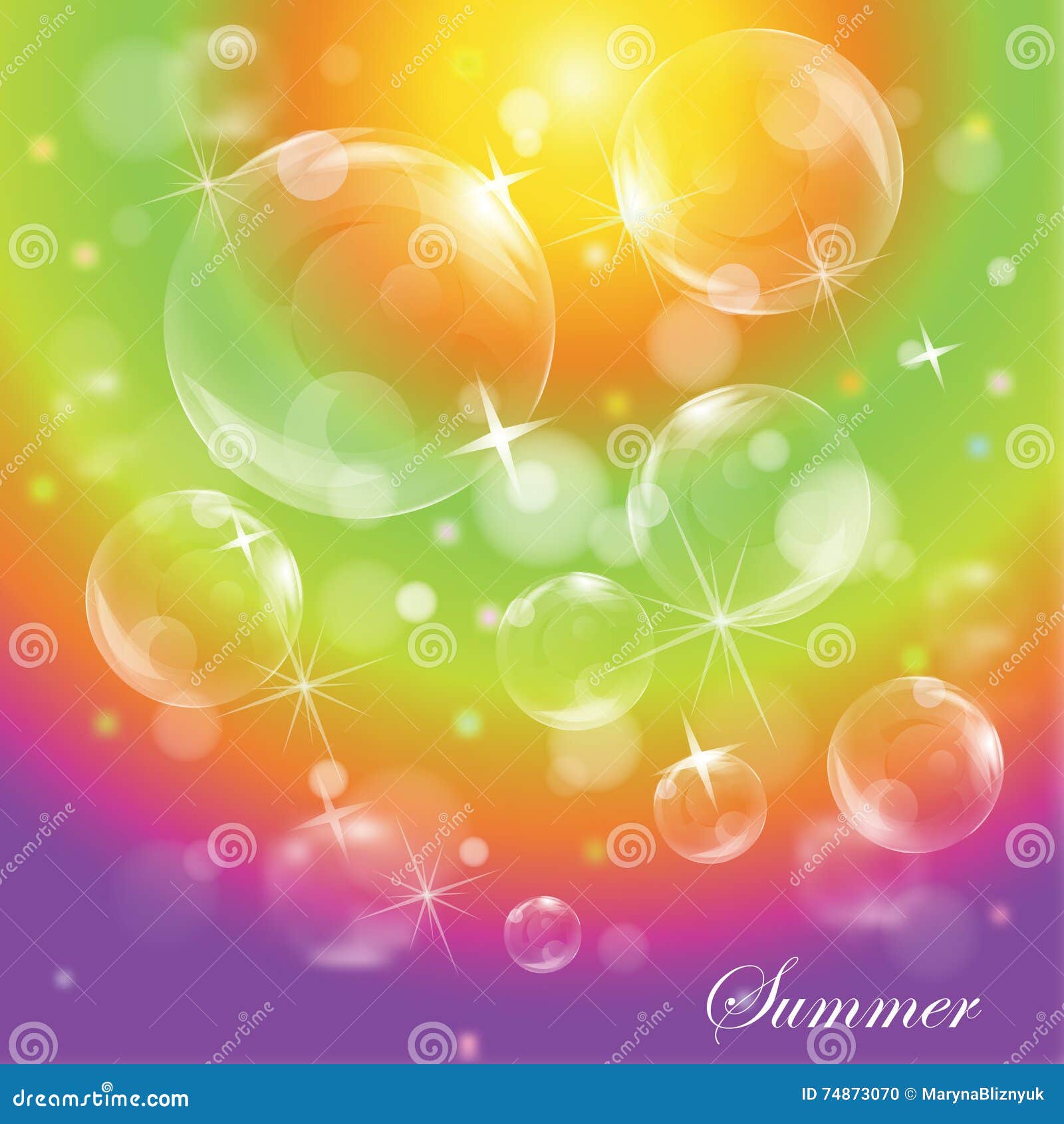 Bubbles on Bright Colorful Rainbow Background Stock Vector ...
