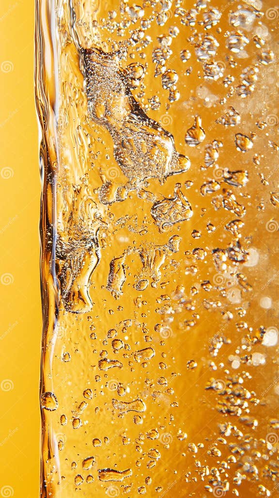 Bubbles Cascade within a Golden Liquid, Capturing the Essence of ...