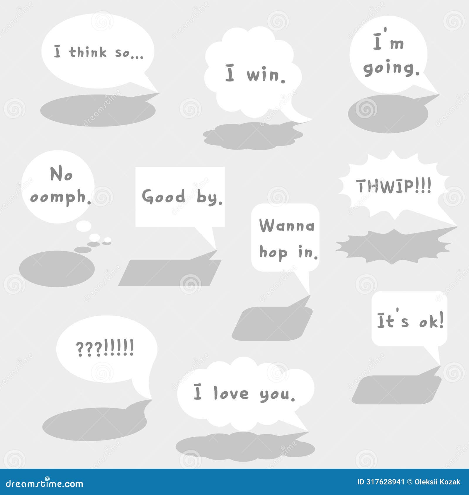 Bubbles for Comics. Set of Word Bubbles with Shadow Stock Vector ...