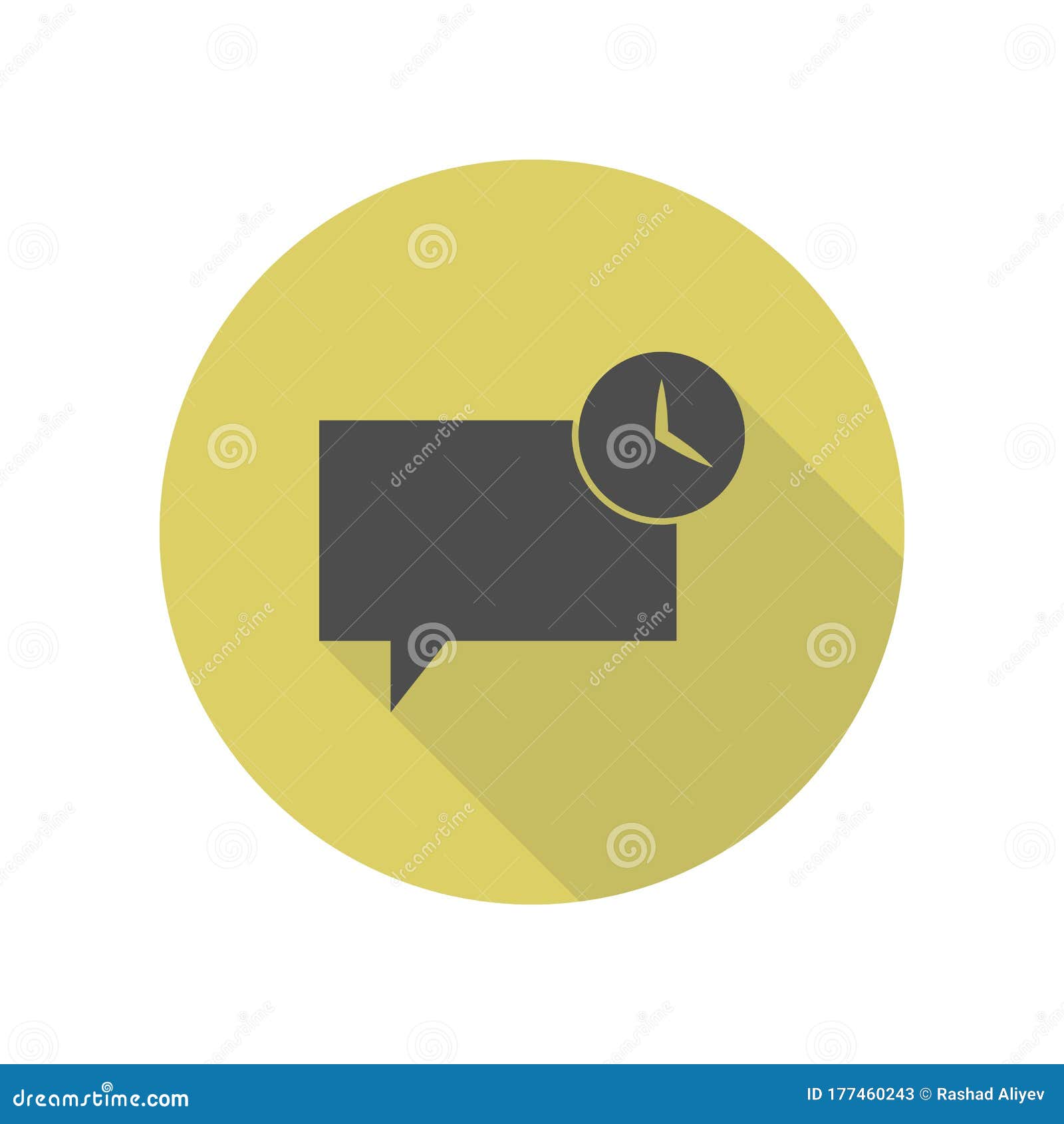 Bubbles Communicating with the Clock Long Shadow Icon. Simple Glyph ...