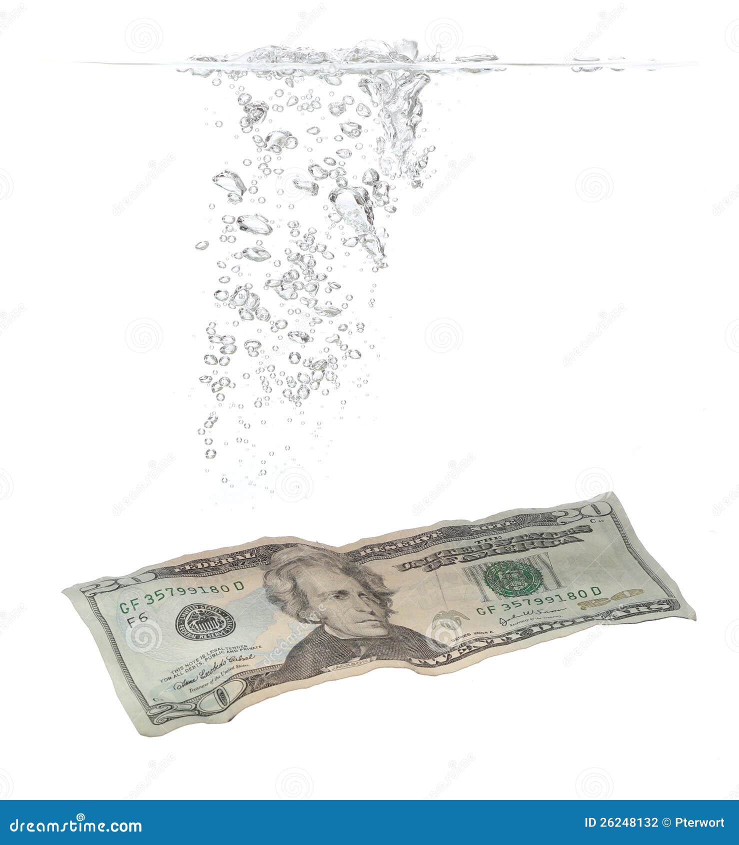 Bubbles and Dollar Banknote in Water Stock Photo - Image of motion ...