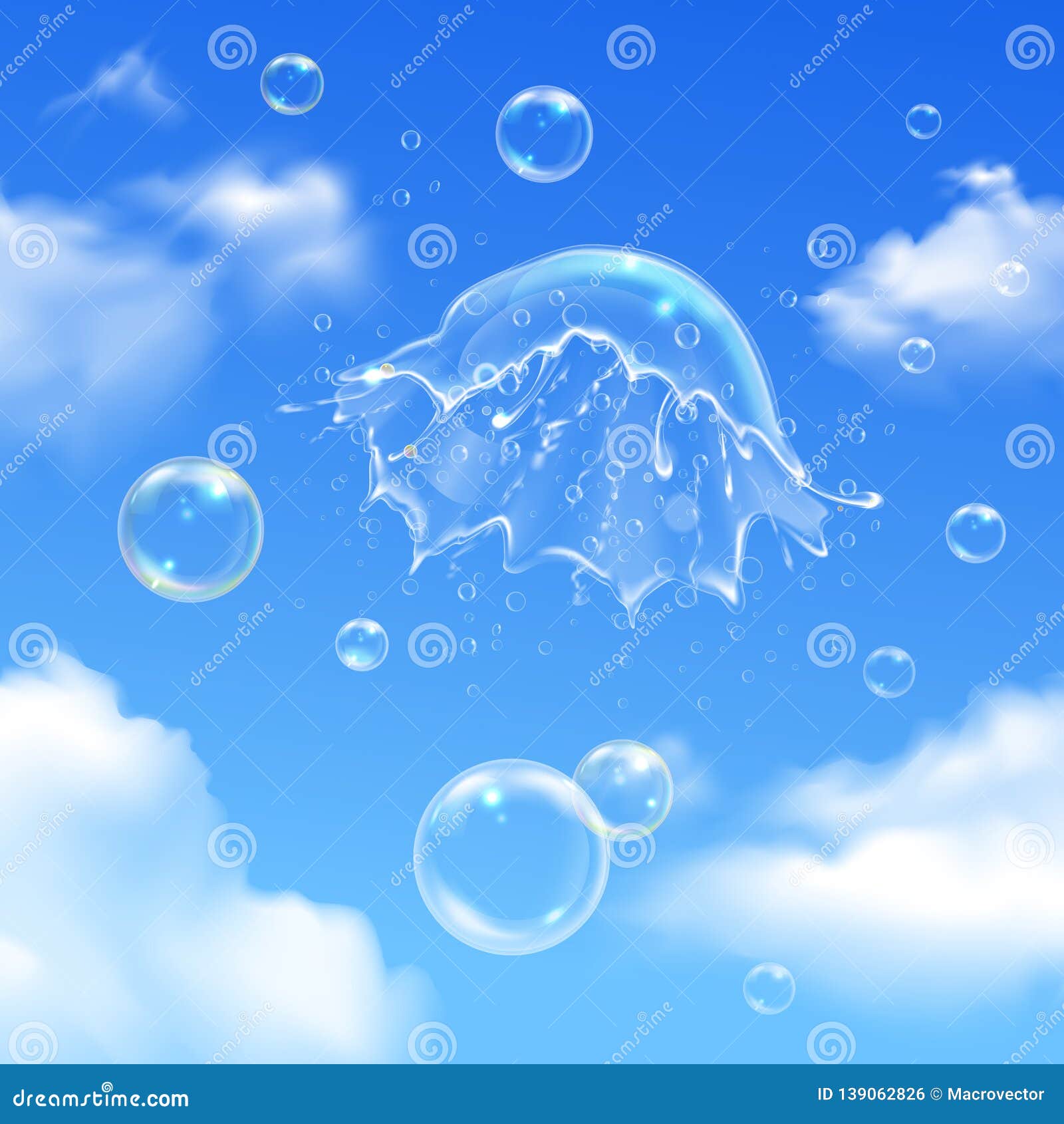 Bubbles Explosion on Sky Composition Stock Vector - Illustration of ...