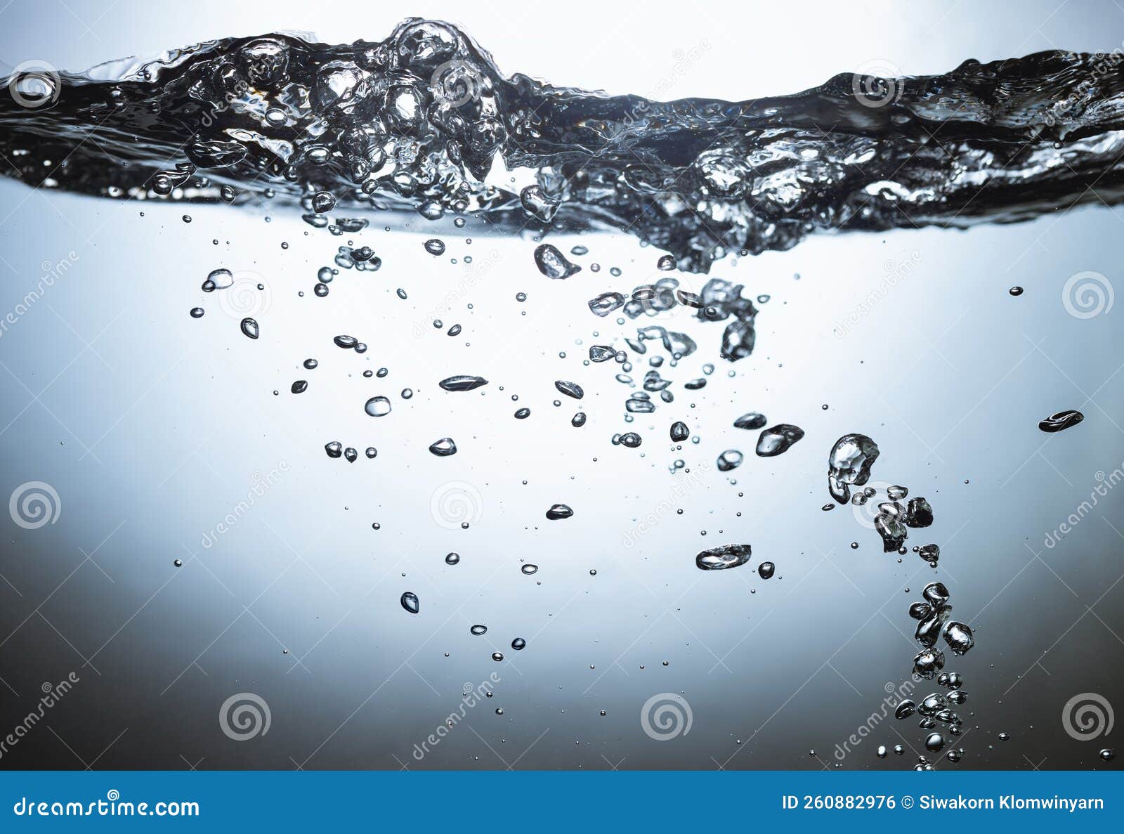Bubbles Float Up Under Water. Freshness Pure Water Splashing. Stock ...