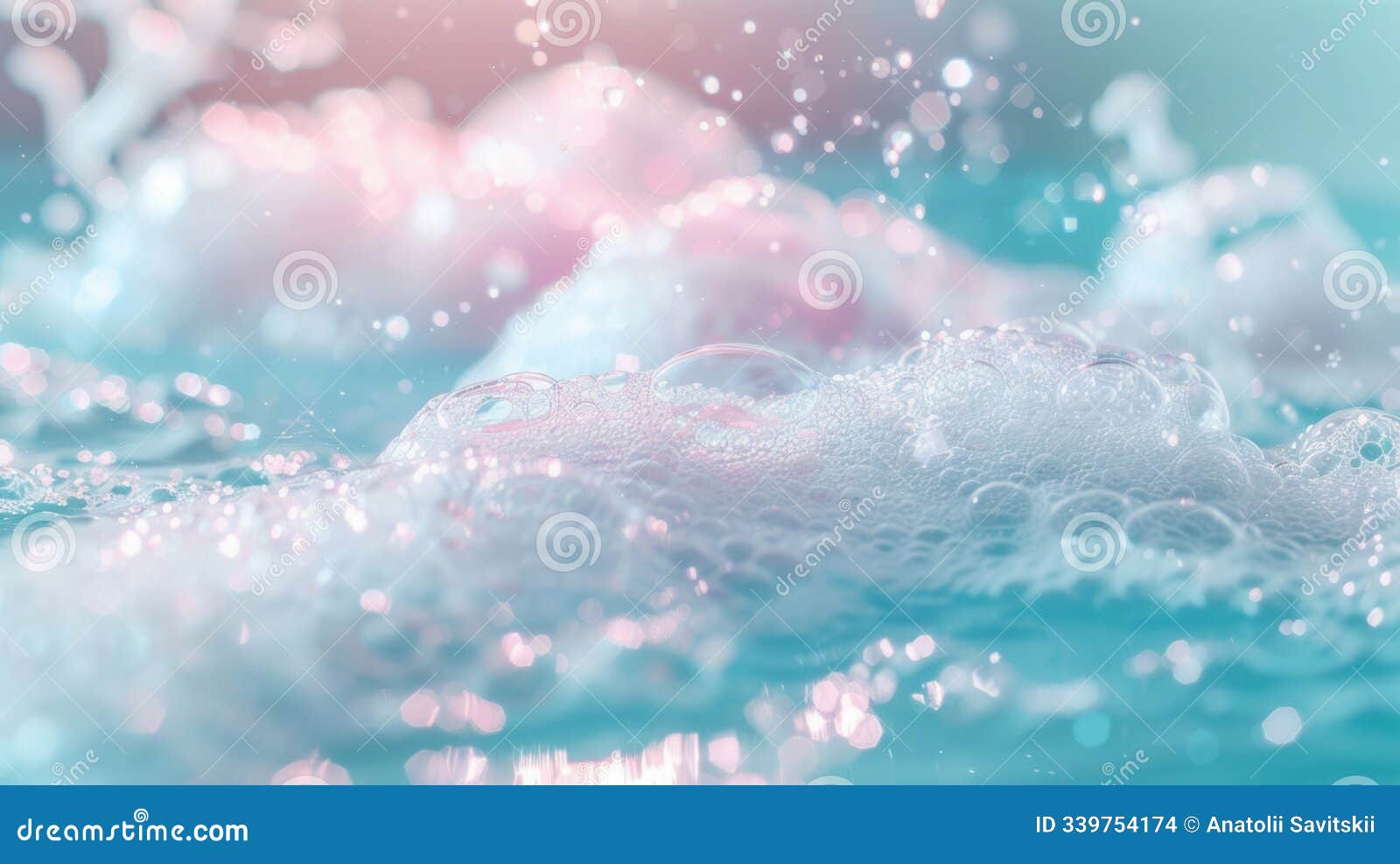Bubbles Form a Soft Foam Surface in a Serene Bath, Creating a Peaceful ...