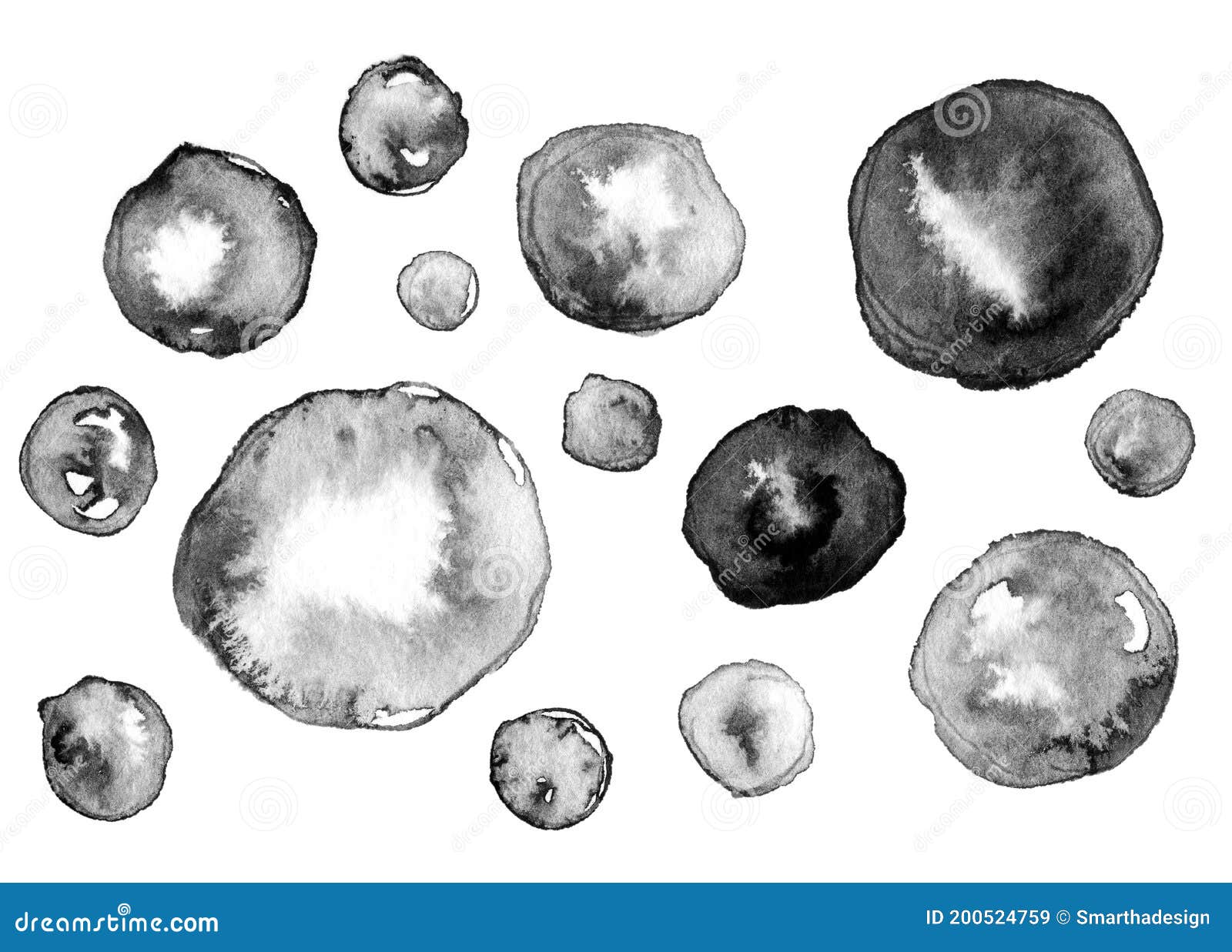 Bubbles Ink Texture Background. Vintage Black White Illustration Bubble ...