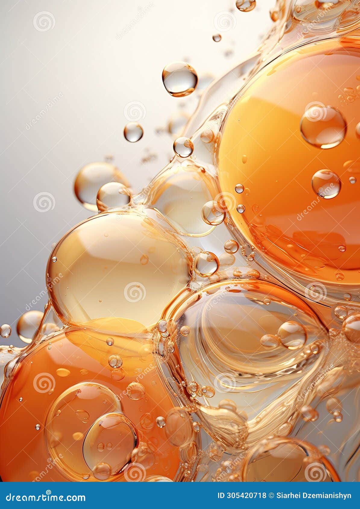 Bubbles on Isolated Background, Drops of Yellow Liquid Stock ...