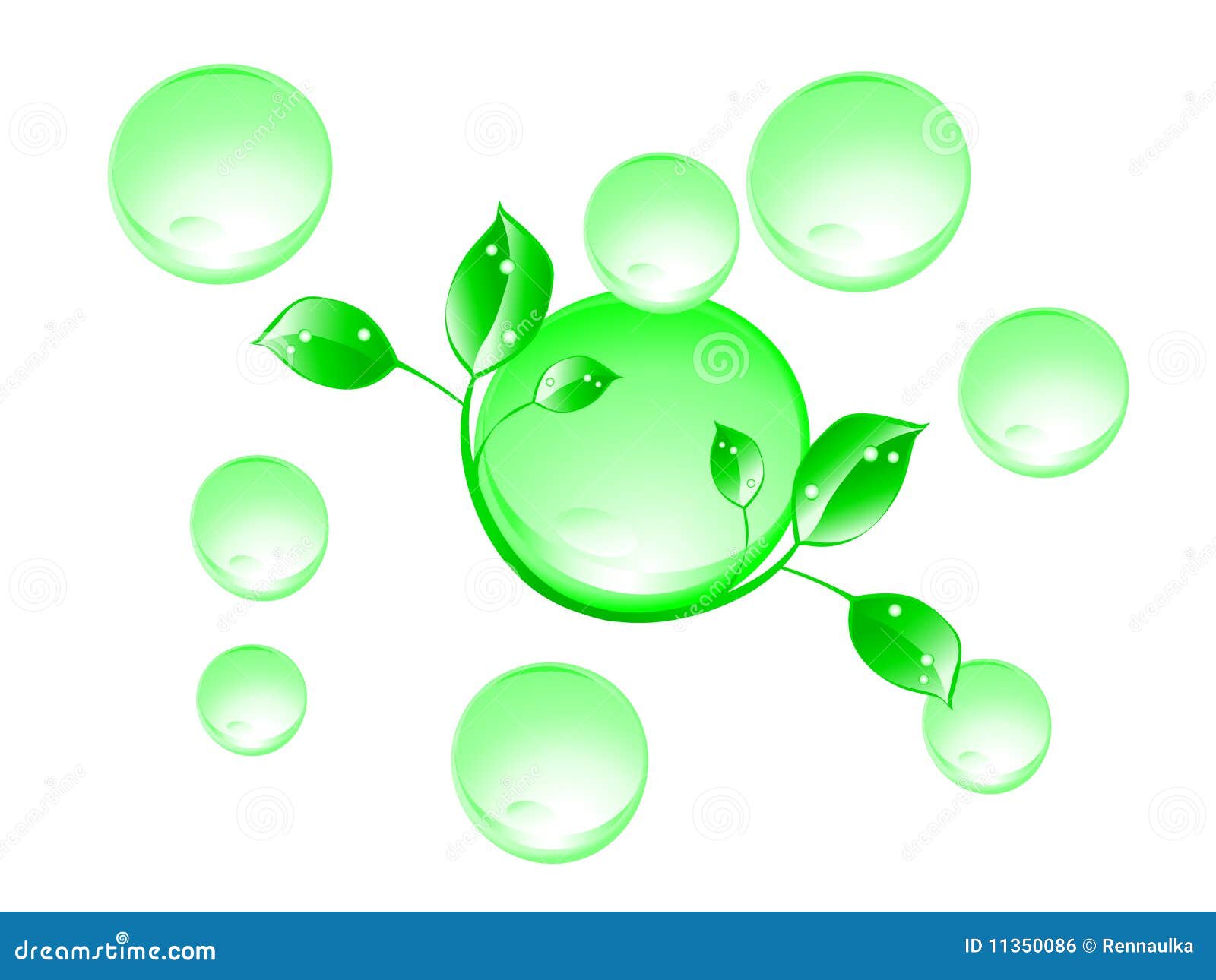 Bubbles with leaves stock vector. Illustration of ecology - 11350086