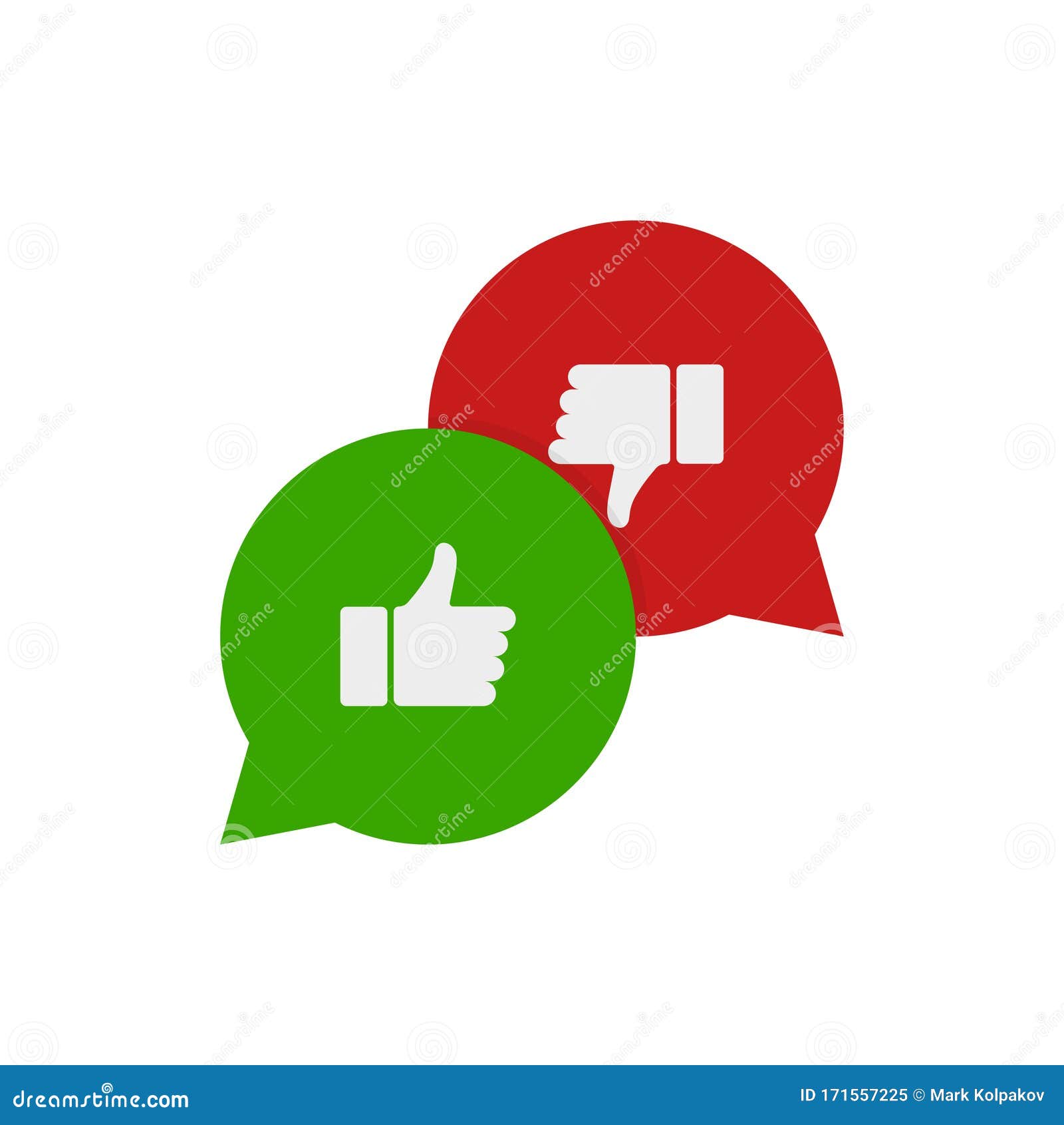Bubbles with Like and Dislike in Flat Style, Vector Stock Illustration ...