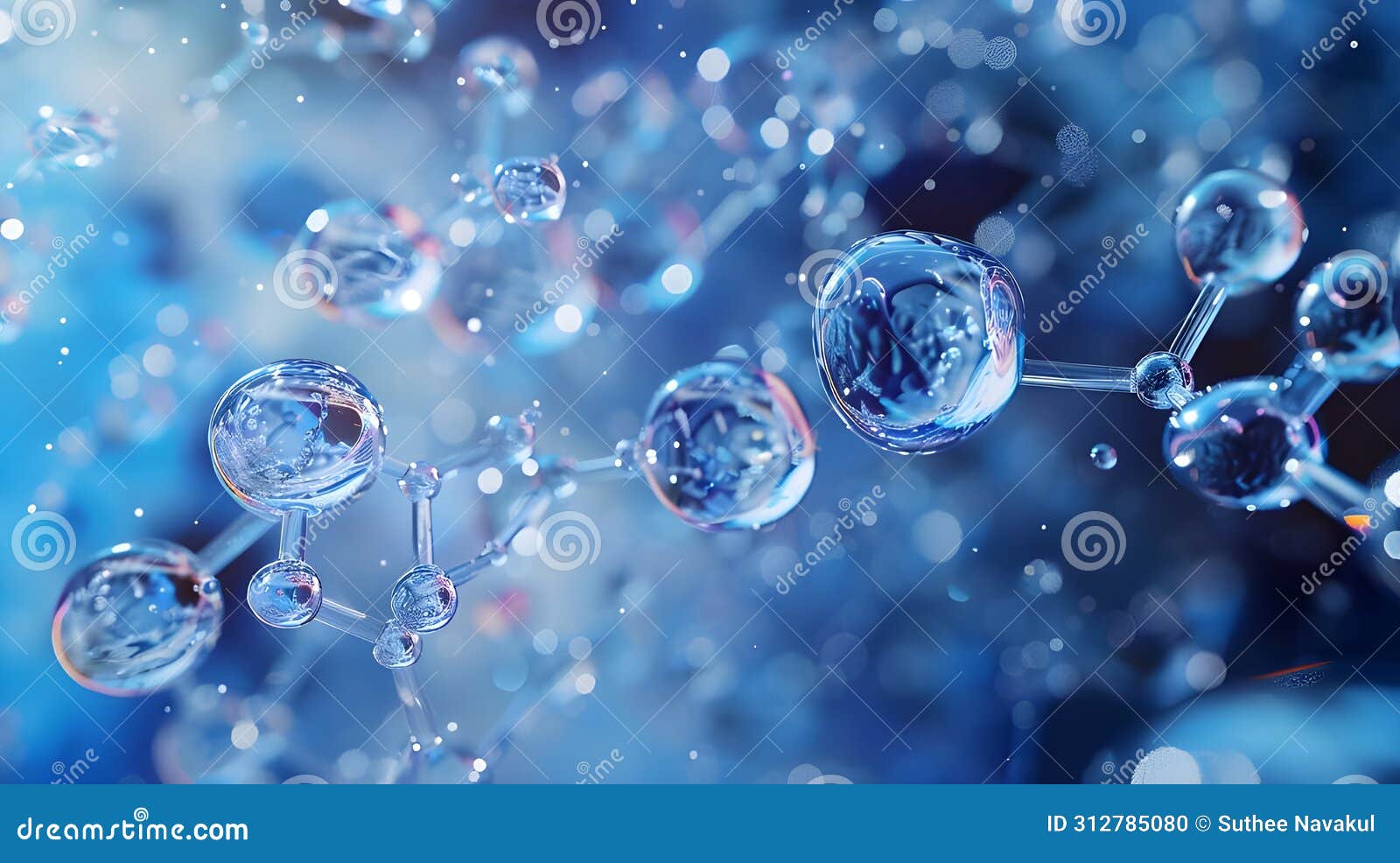 Bubbles and Molecules Cosmetic Background. Cosmetic Molecules Inside a ...