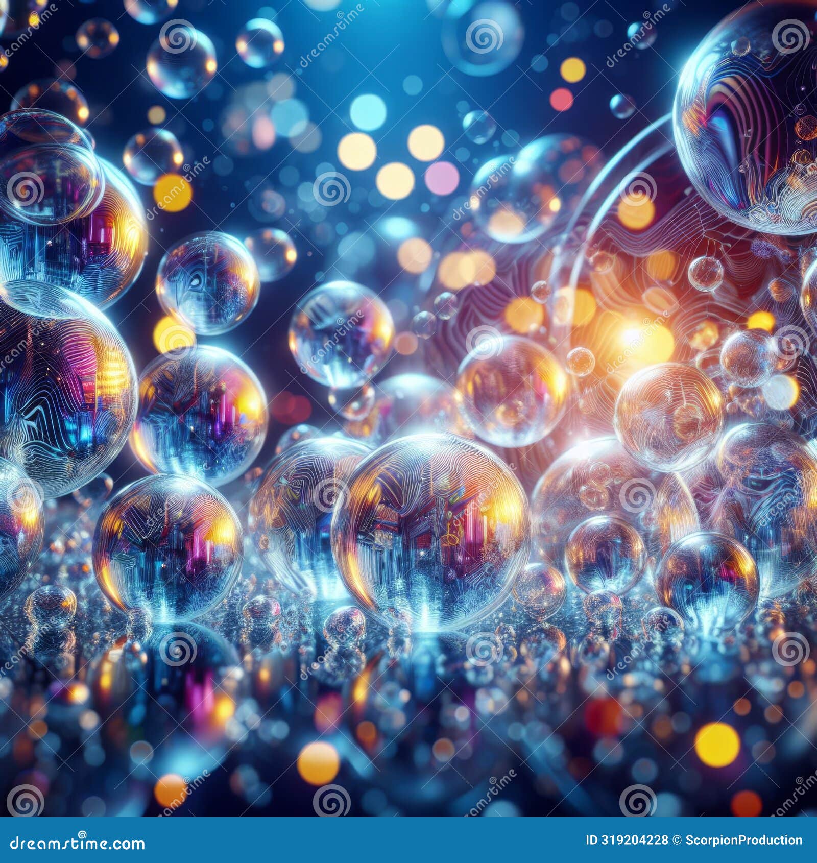 Bubbles in a Neon Light Dreamscape Stock Photo - Image of enchanting ...