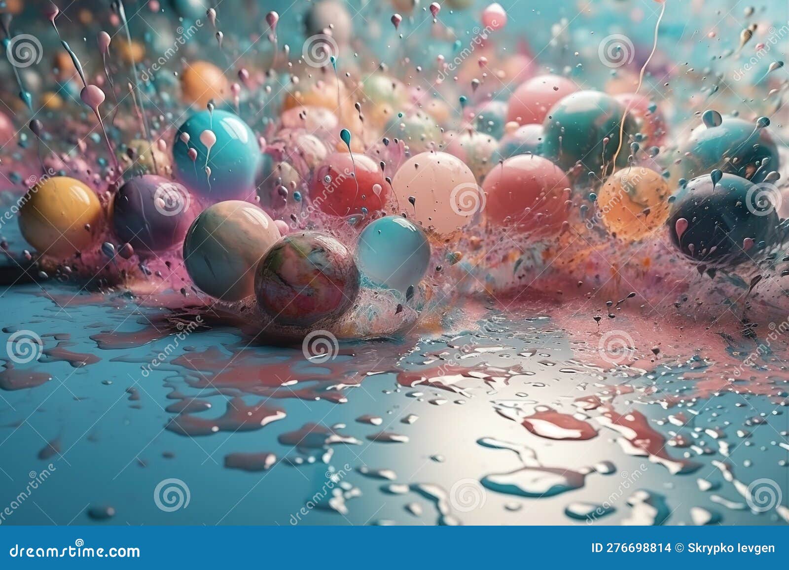 Bubbles of Pastel Paints with Splashes Stock Illustration ...