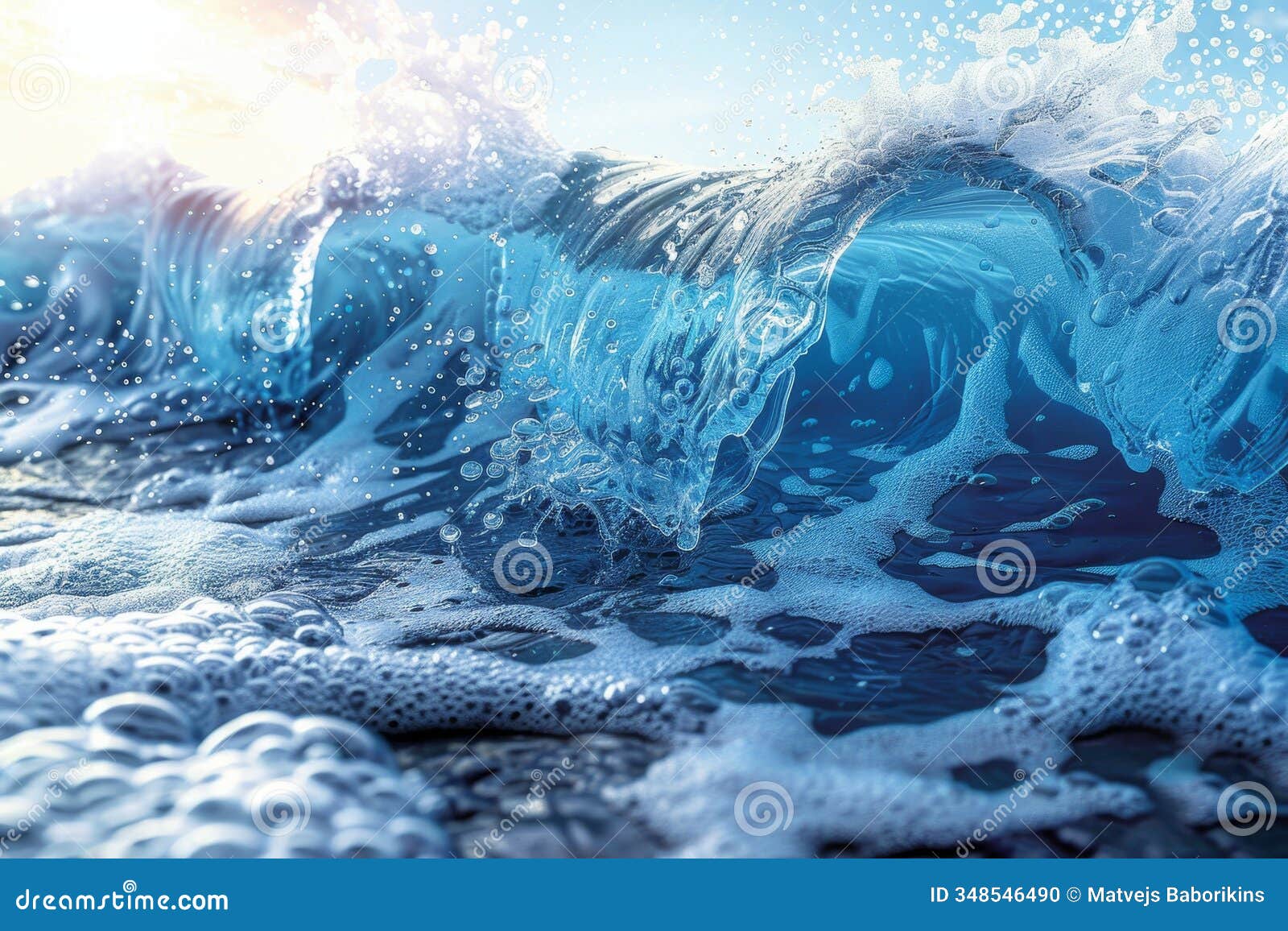 Blue Aquatic Background With Graceful Water Bubbles Floating, Calm And ...