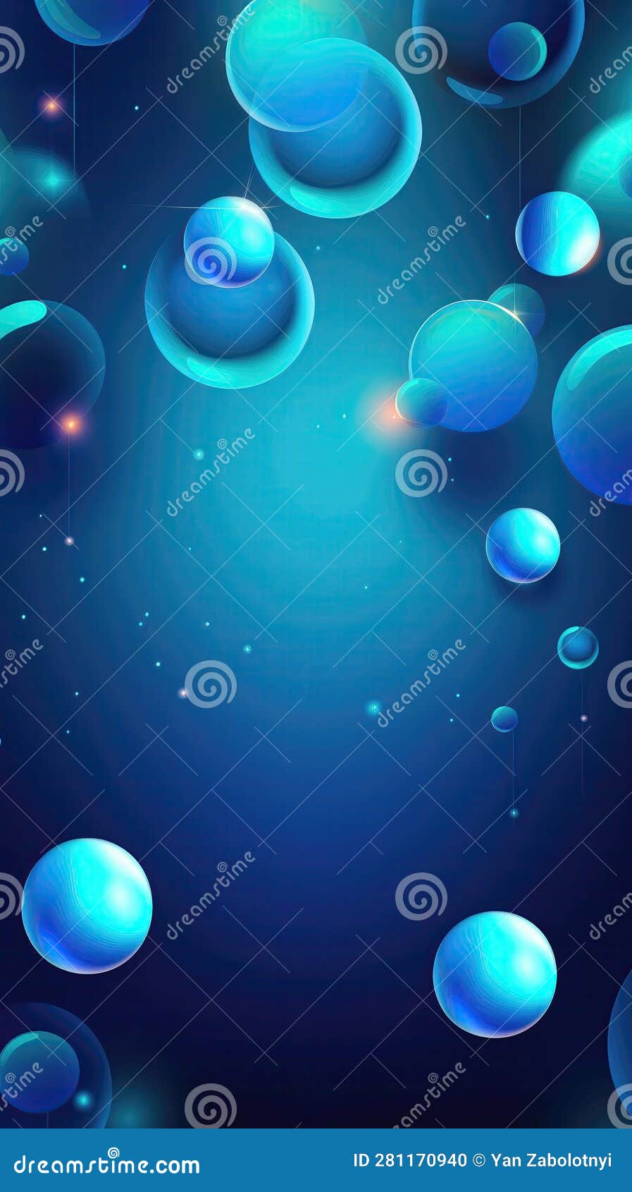 Bubbles Royal Blue Greeting Card Design. Generative AI Stock Photo ...