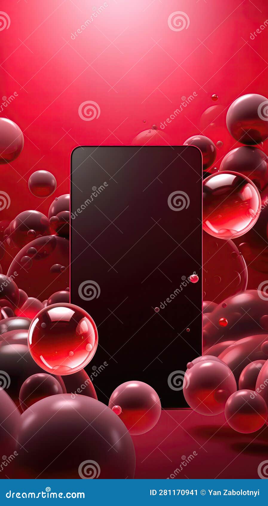 Bubbles Ruby Red Greeting Card Design. Generative AI Stock Image ...