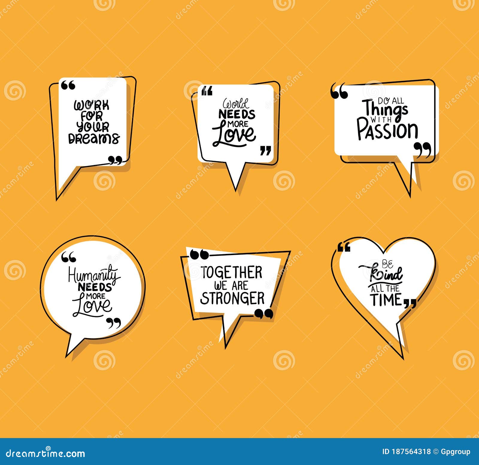 Quotes Phrases Bubbles Set Vector Design Stock Vector - Illustration of ...