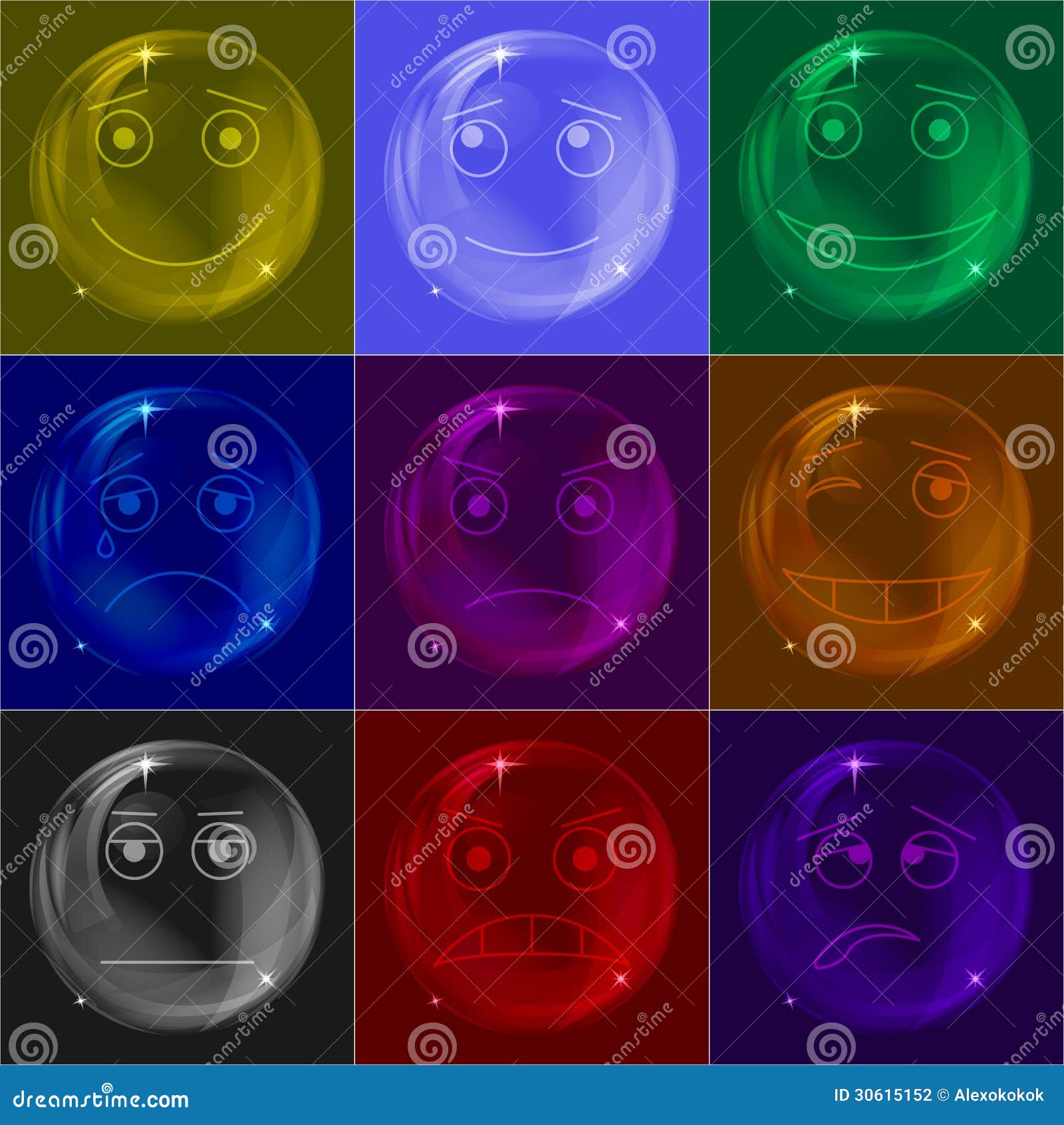 Bubbles smileys, colorful stock vector. Illustration of eyes - 30615152