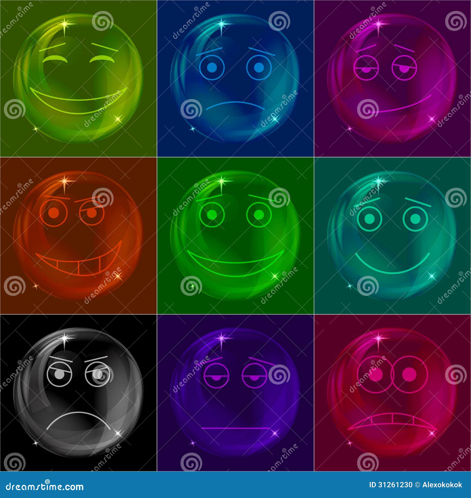 Bubbles smileys, colorful stock vector. Illustration of multicolored ...