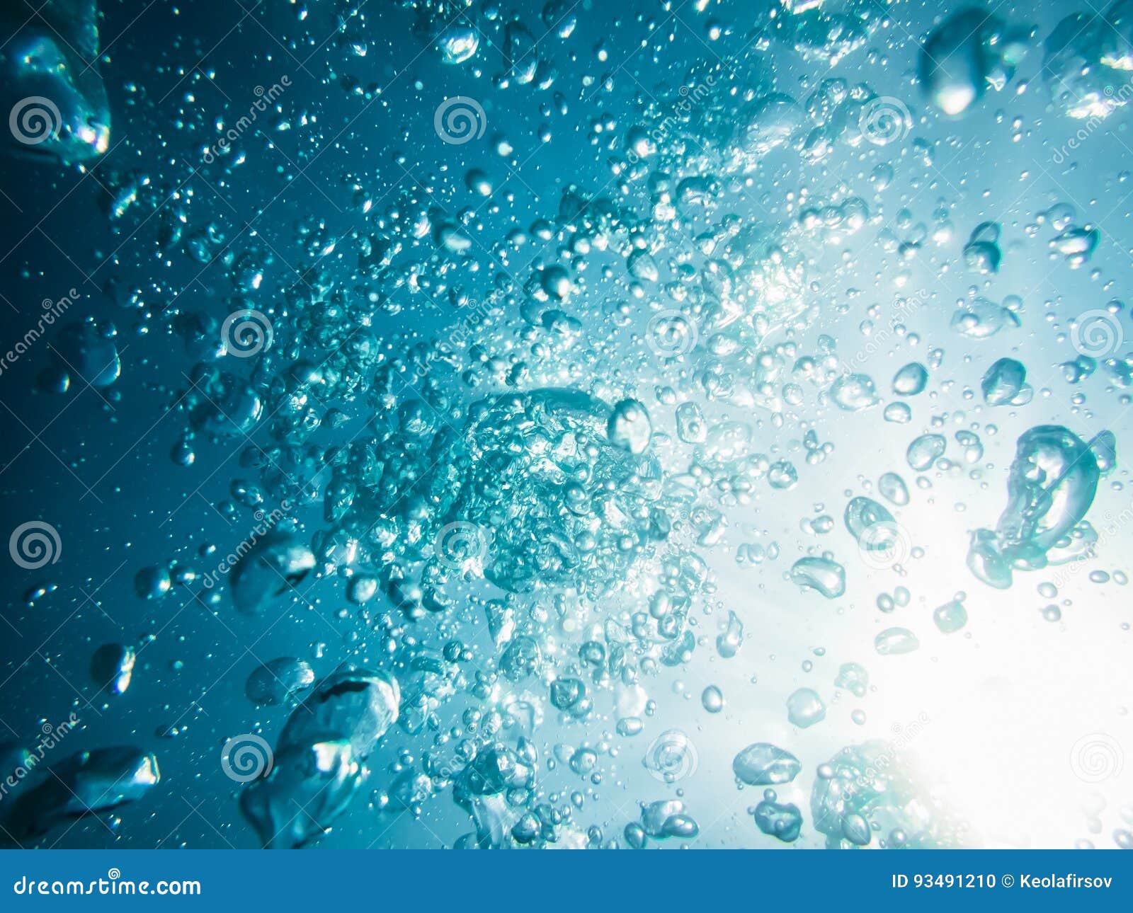 Bubbles and Sun Rays in Underwater, in Blue Sea. Stock Photo - Image of ...