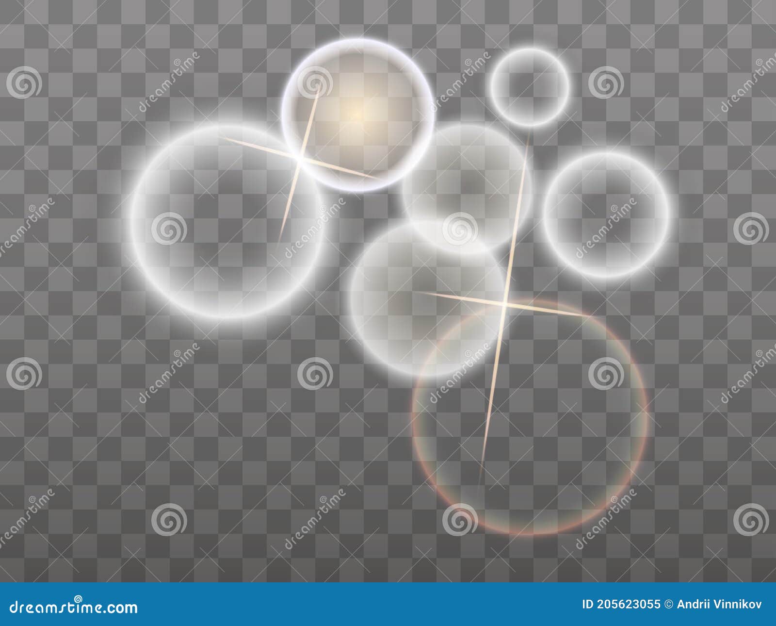 Bubbles on a Transparent Background. Transparent Spheres of Light. Glow ...