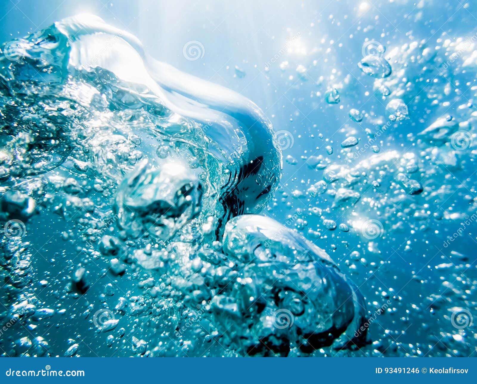 Bubbles Underwater in Sea. Water Texture in Ocean Stock Photo - Image ...